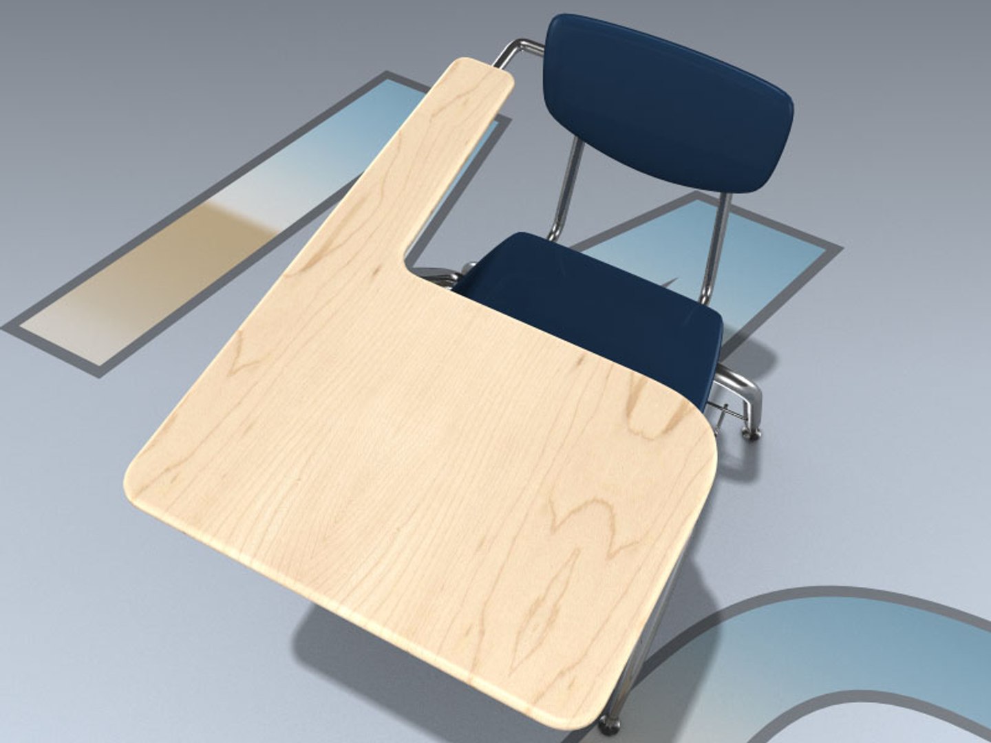 Wide Tablet Arm Student Desk 3D Model - TurboSquid 1297727