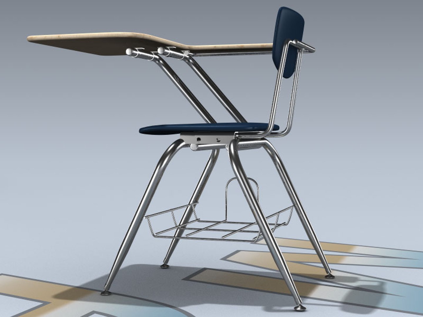Wide Tablet Arm Student Desk 3D Model - TurboSquid 1297727