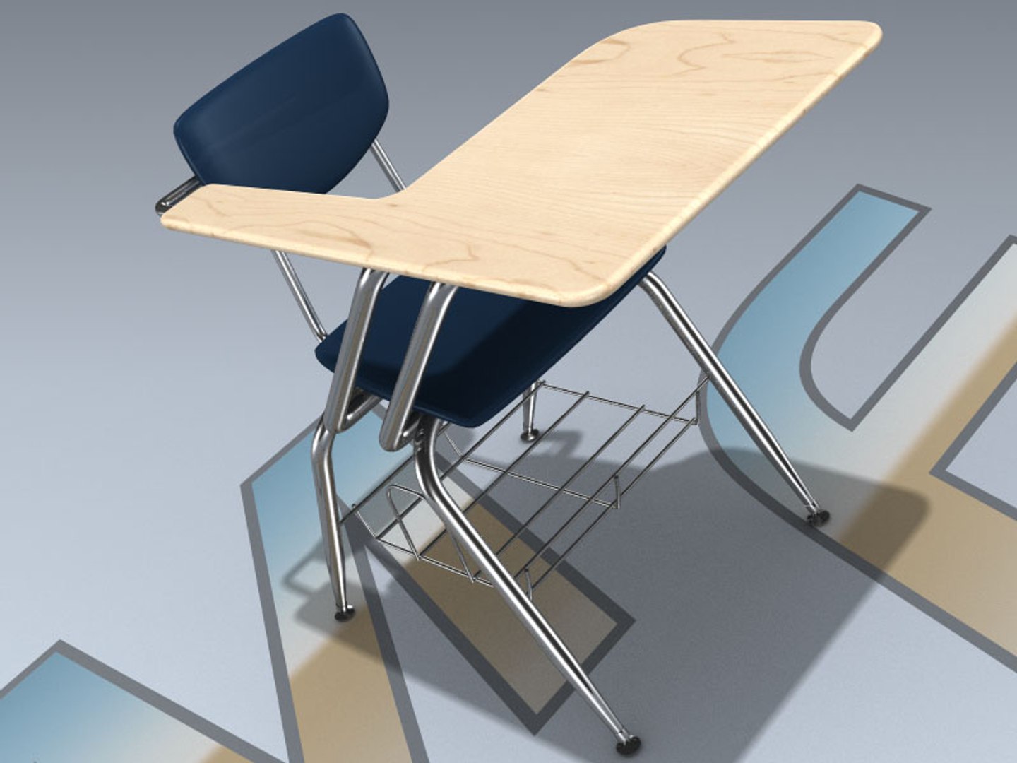 Wide Tablet Arm Student Desk 3D Model - TurboSquid 1297727