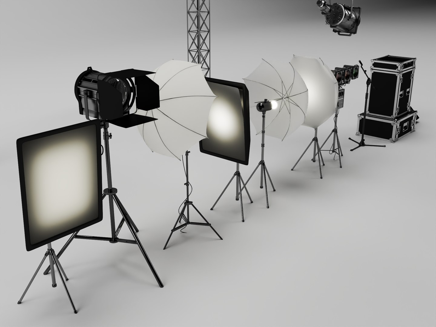 3D Professional Photo Studio Truss Lighting Rig - TurboSquid 2520575
