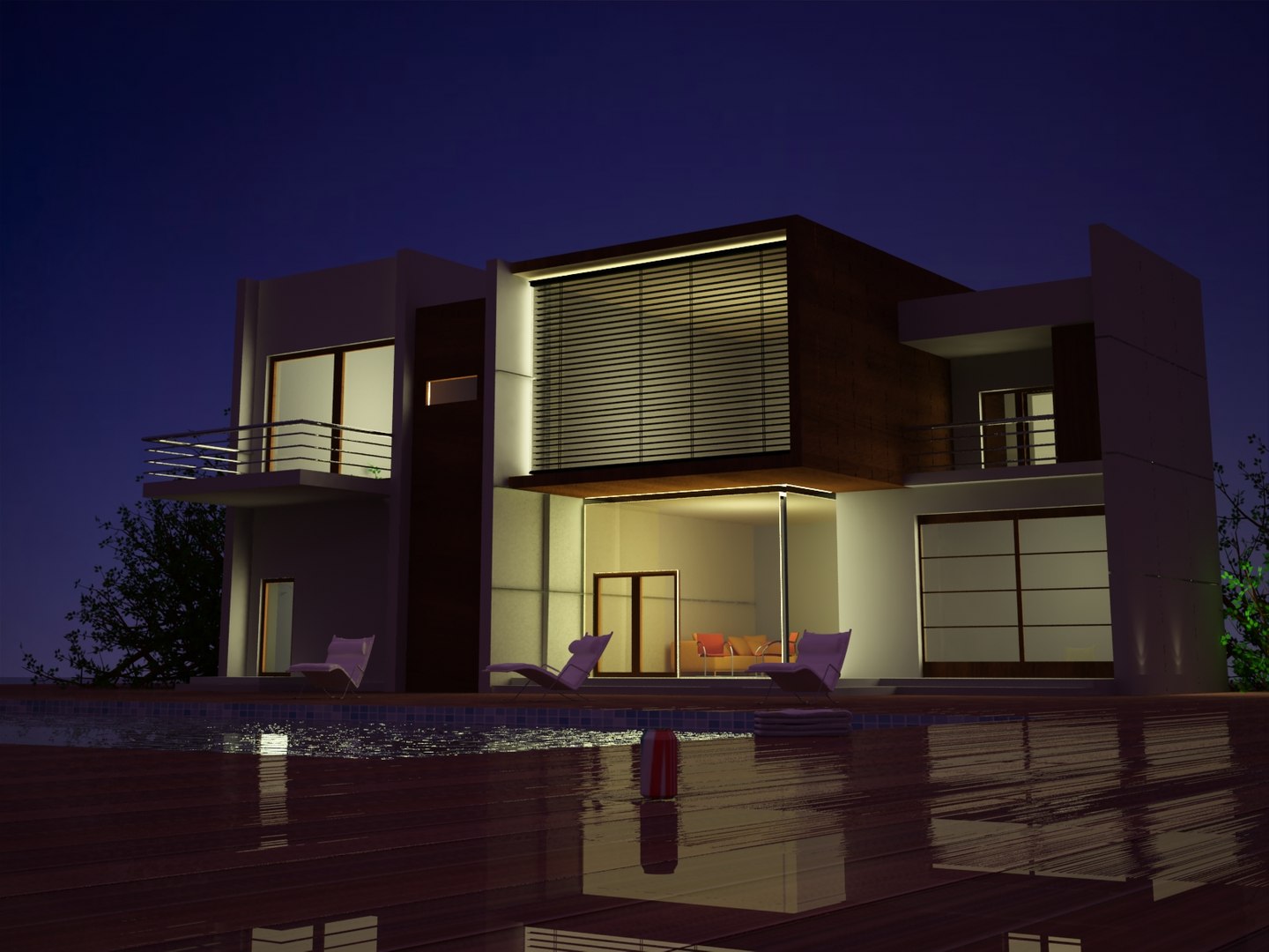 Night Luxury House 3D Model - TurboSquid 1250657