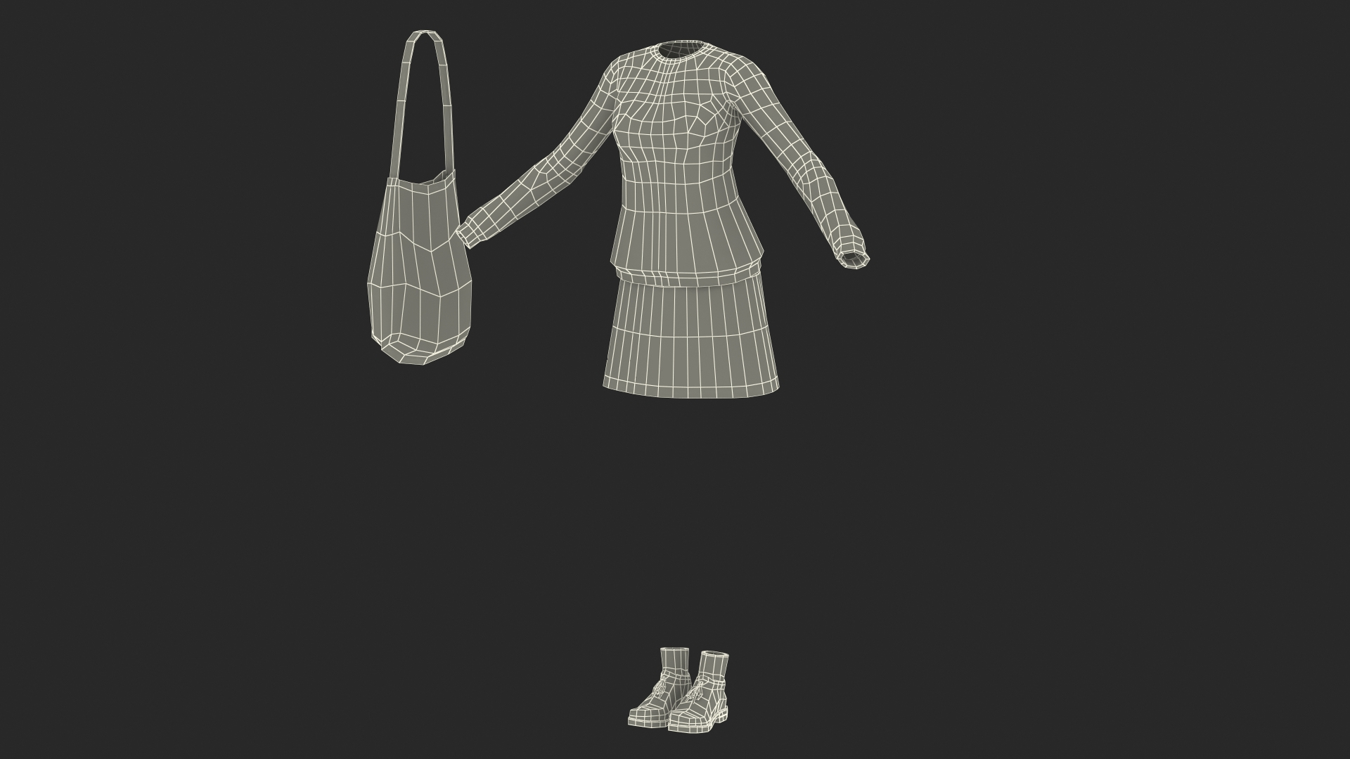 3D Model Urban Style Girl Clothes Set - TurboSquid 1739620