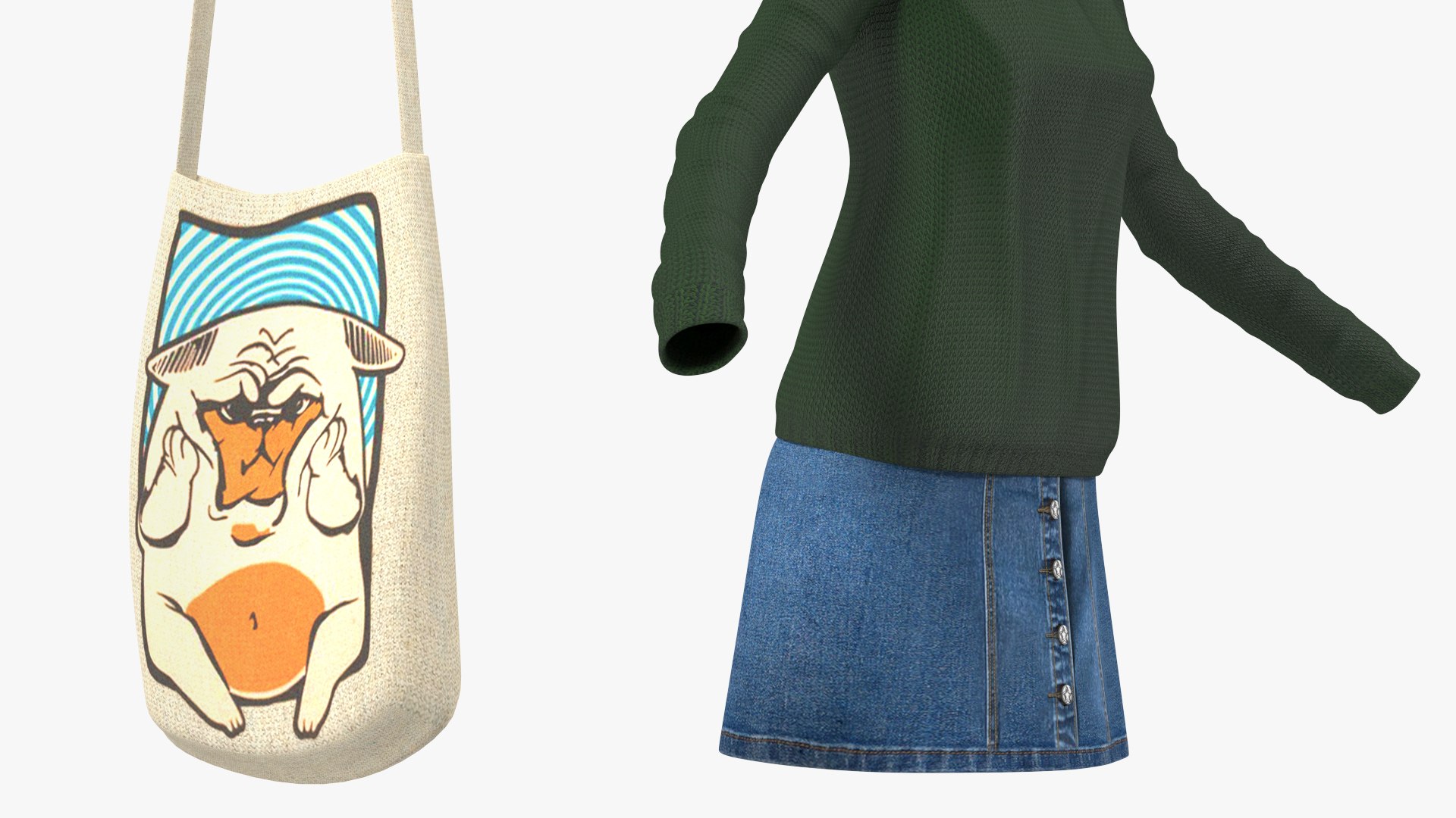 3D model Urban Style Girl Clothes Set - TurboSquid 1739620