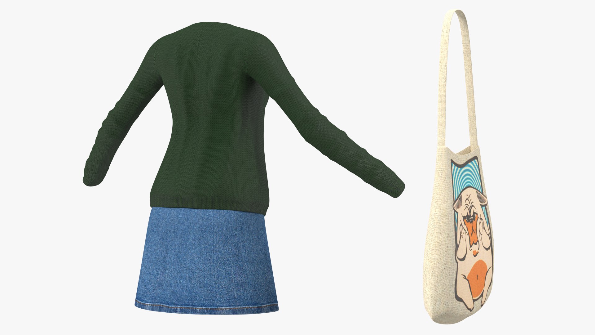 3D Model Urban Style Girl Clothes Set - TurboSquid 1739620