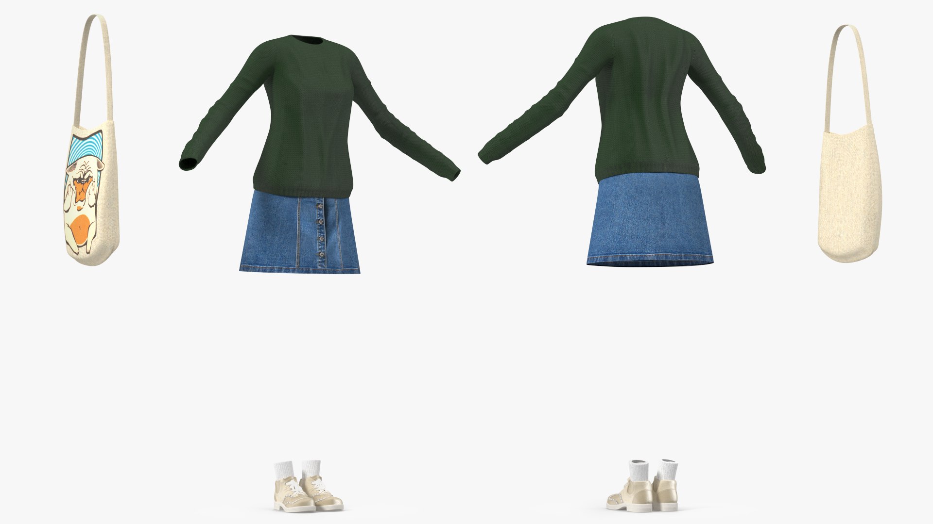 3D Model Urban Style Girl Clothes Set - TurboSquid 1739620
