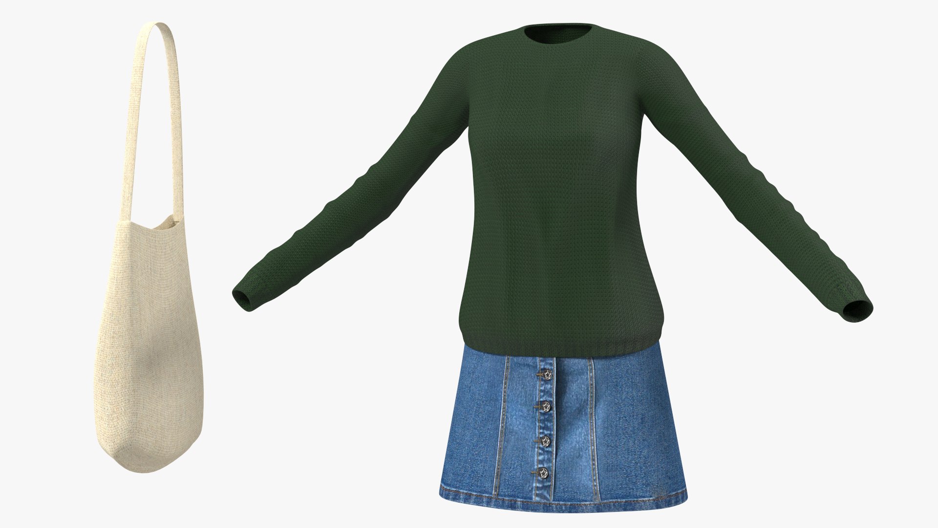3D model Urban Style Girl Clothes Set - TurboSquid 1739620