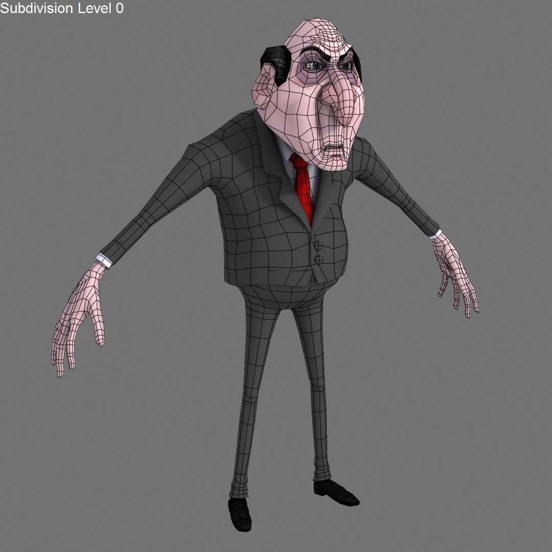 cartoon evil businessman 3d model