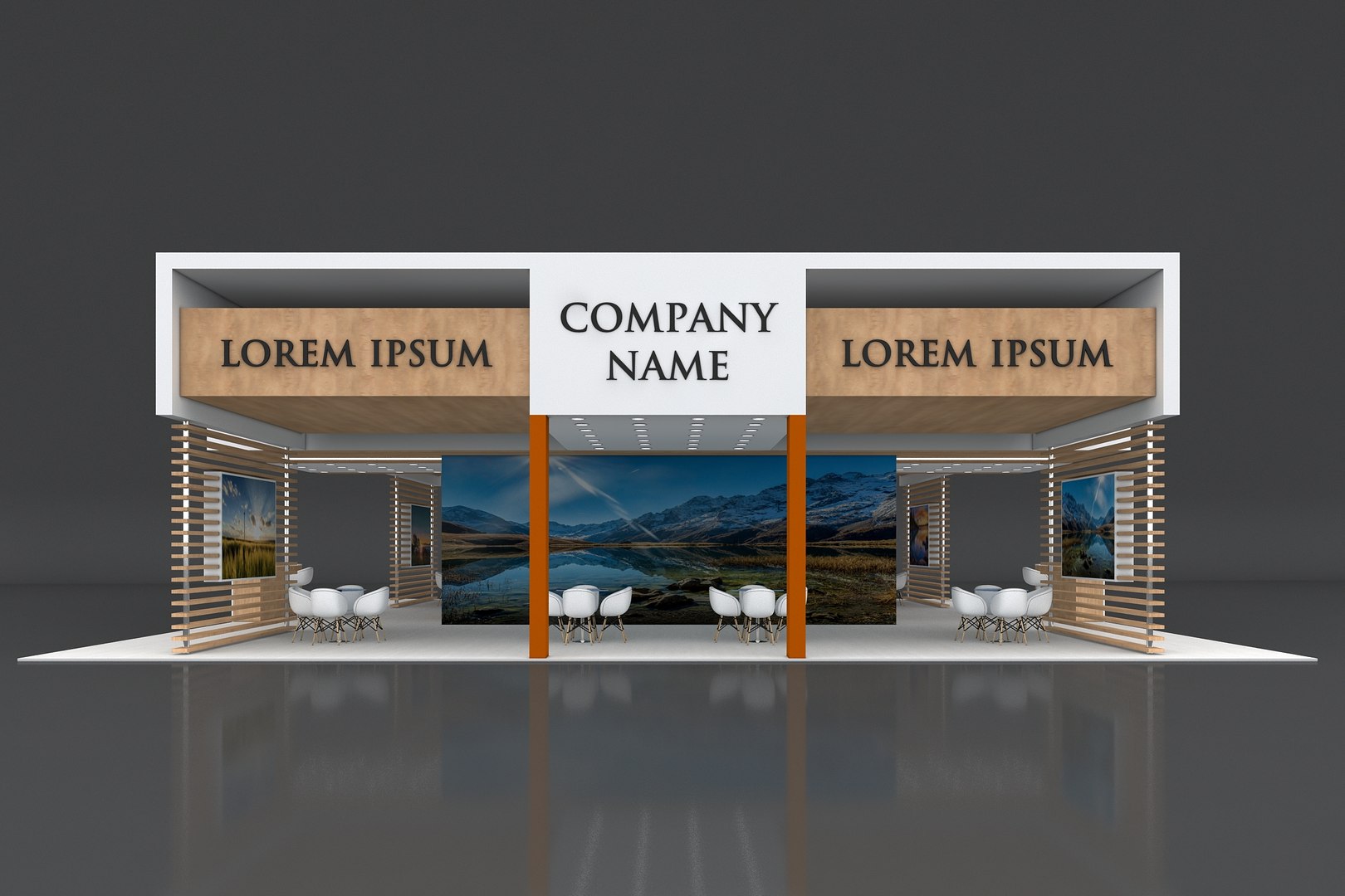 3D Model Booth Exhibition Stand Stall 16x16m Height 500 Cm 4 Side Open ...