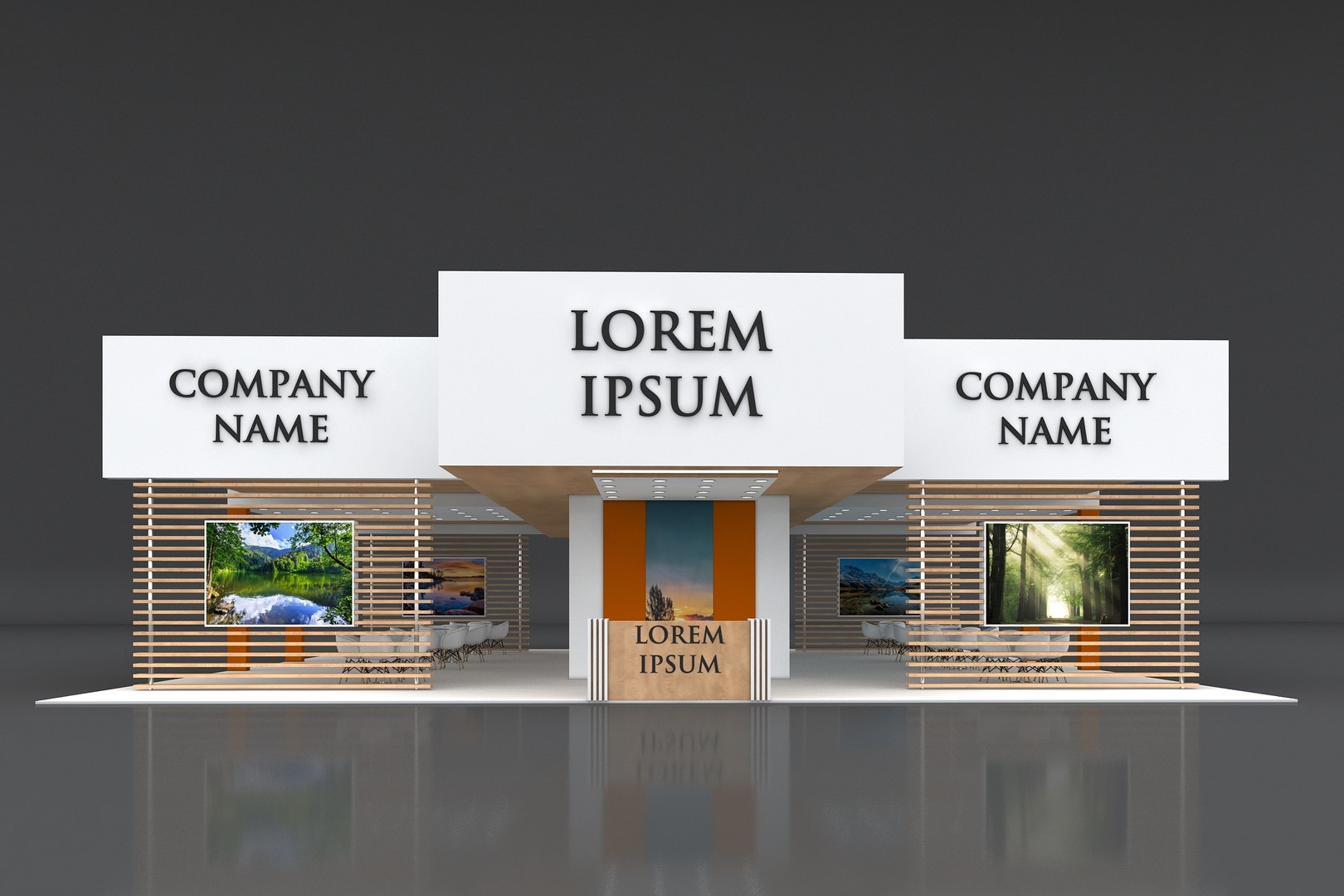 3D Model Booth Exhibition Stand Stall 16x16m Height 500 Cm 4 Side Open ...