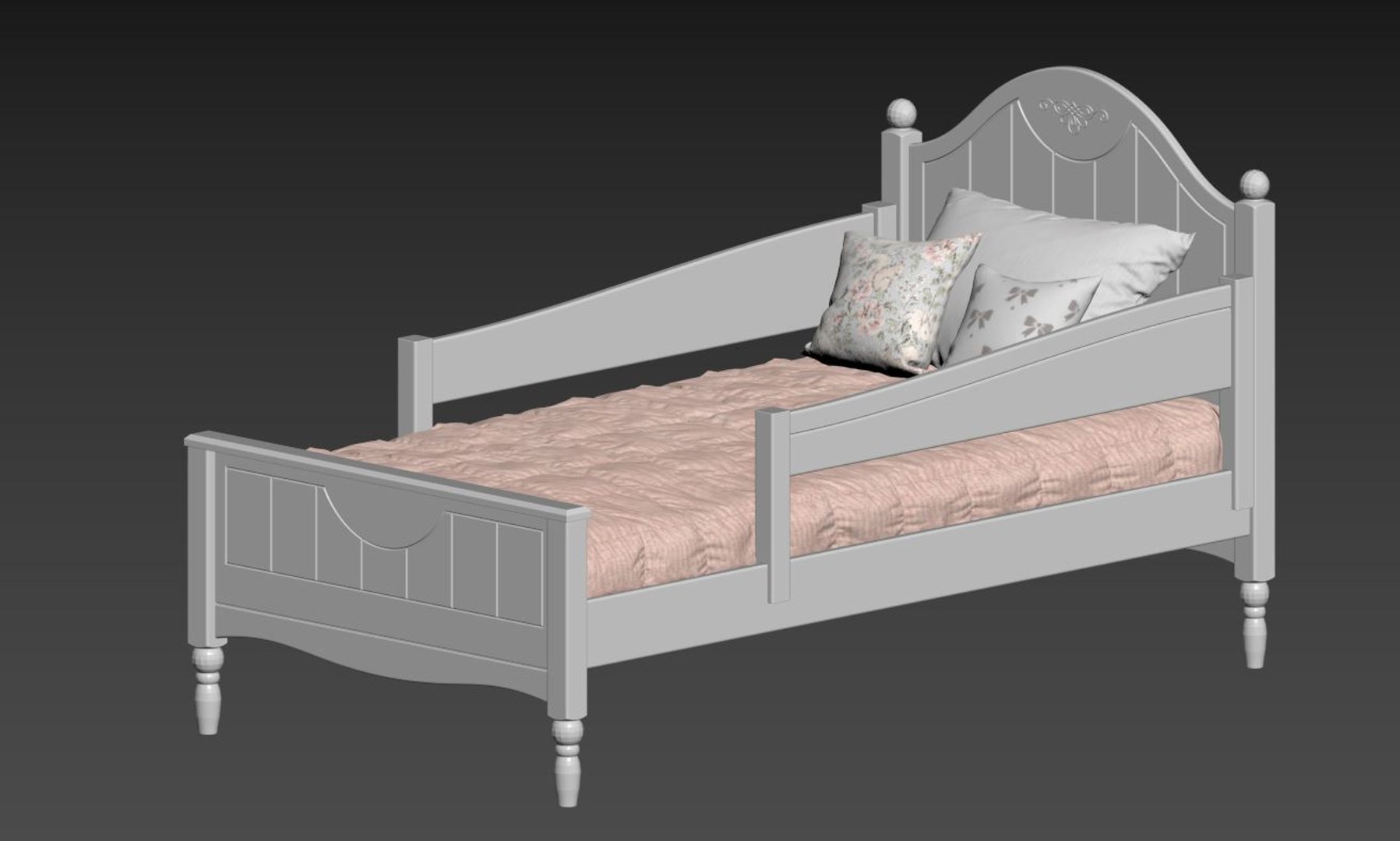 3D White Bed Model - TurboSquid 2044011