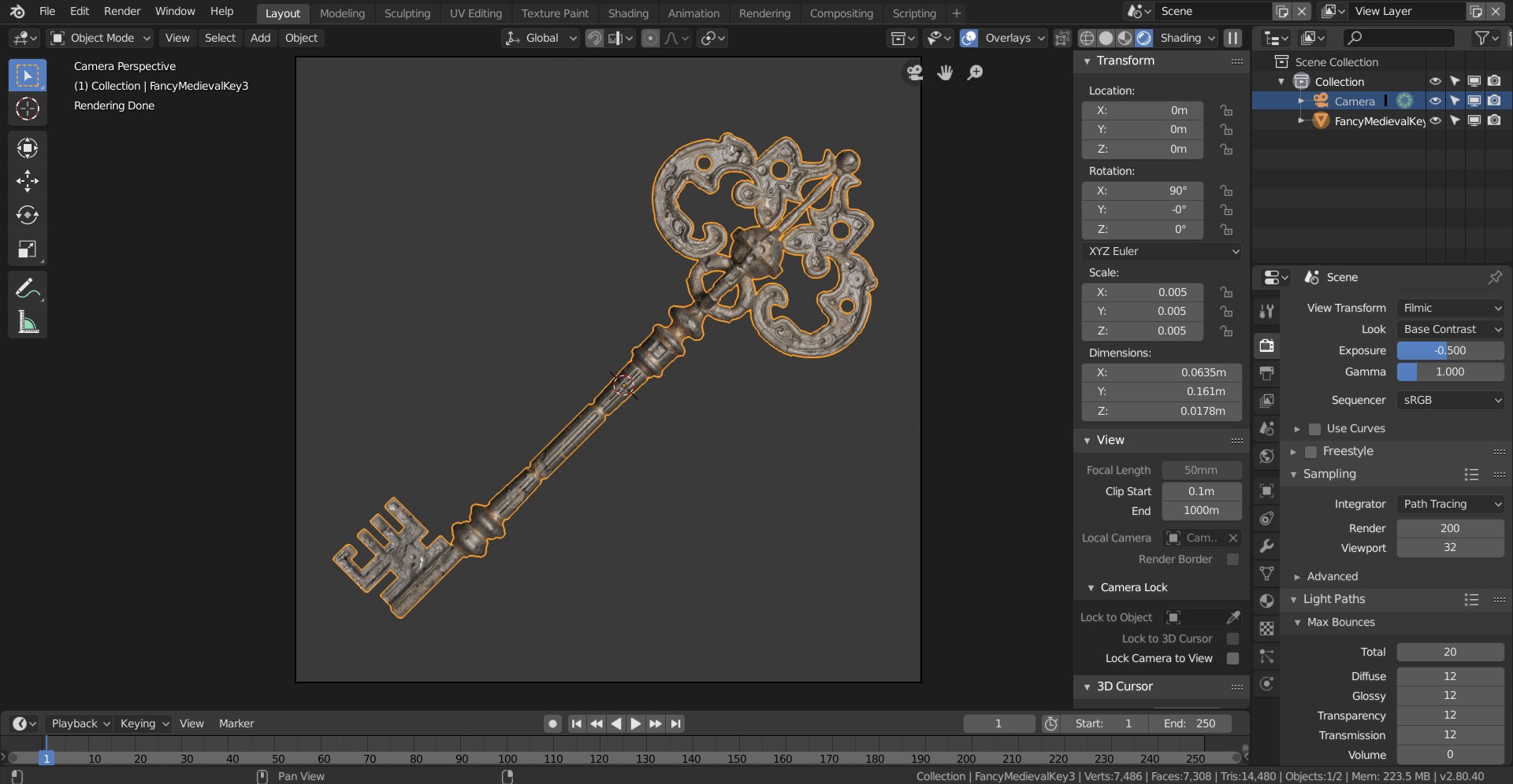 Medieval fancy key 3 3D model - TurboSquid 1365865