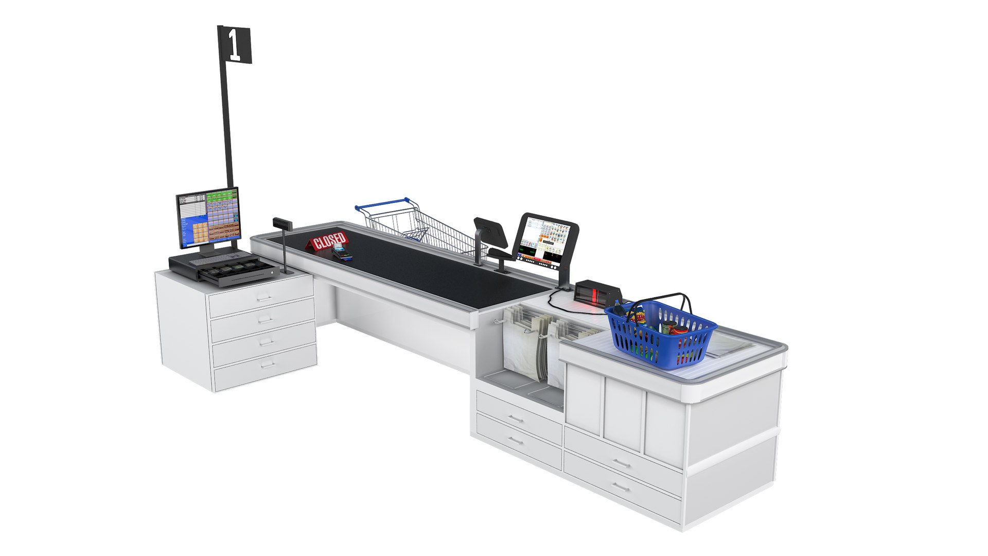 3D Full Cash Counter - White - TurboSquid 1910633