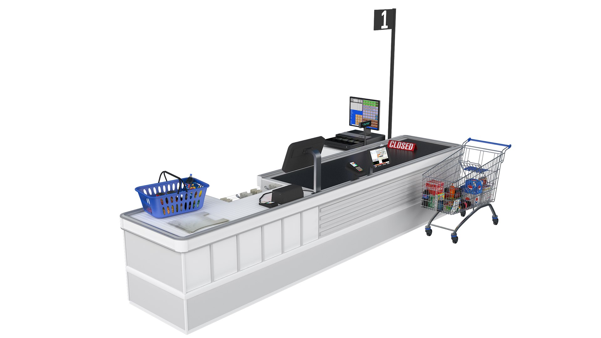 3D Full Cash Counter - White - TurboSquid 1910633