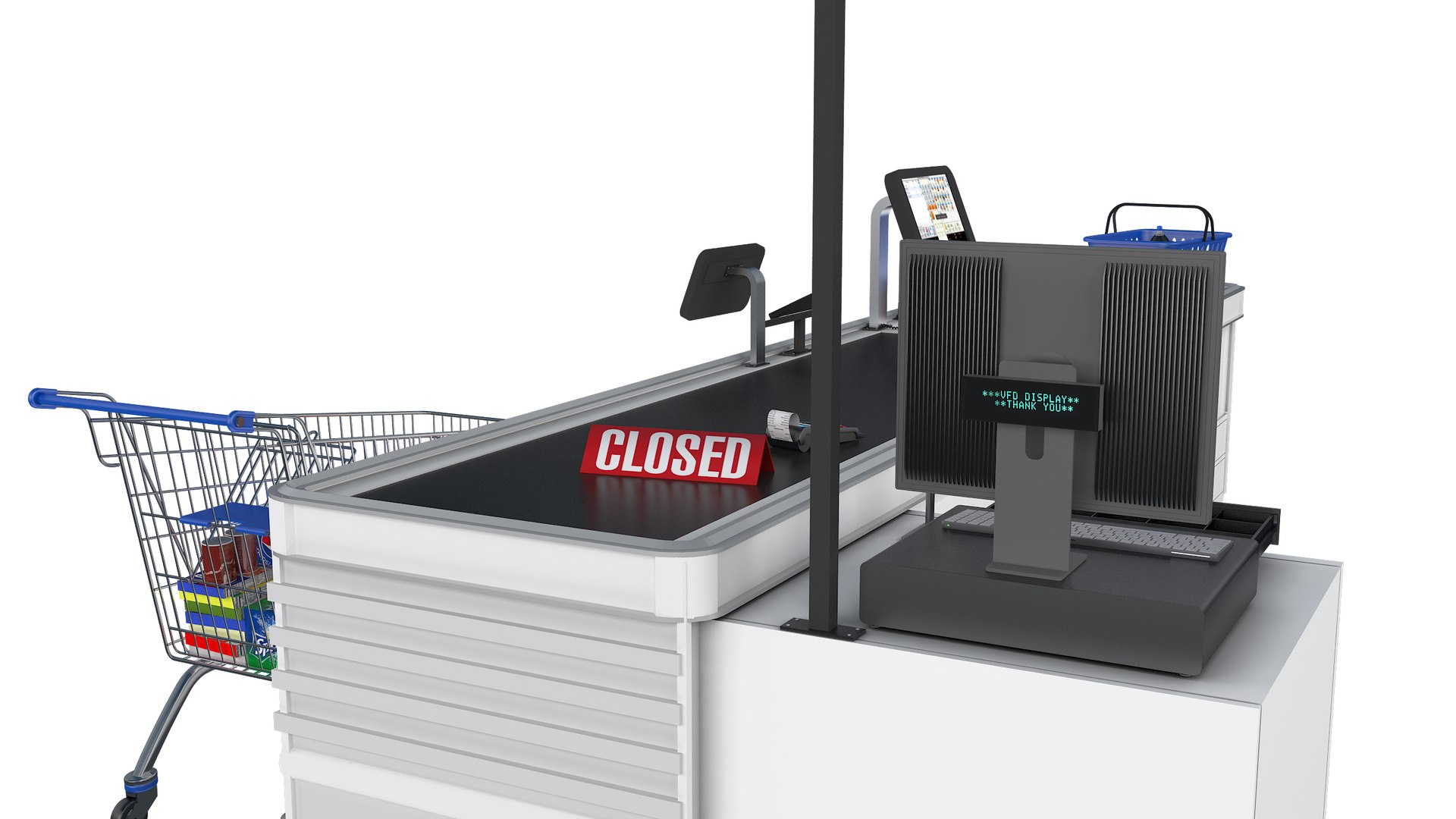 3D Full Cash Counter - White - TurboSquid 1910633