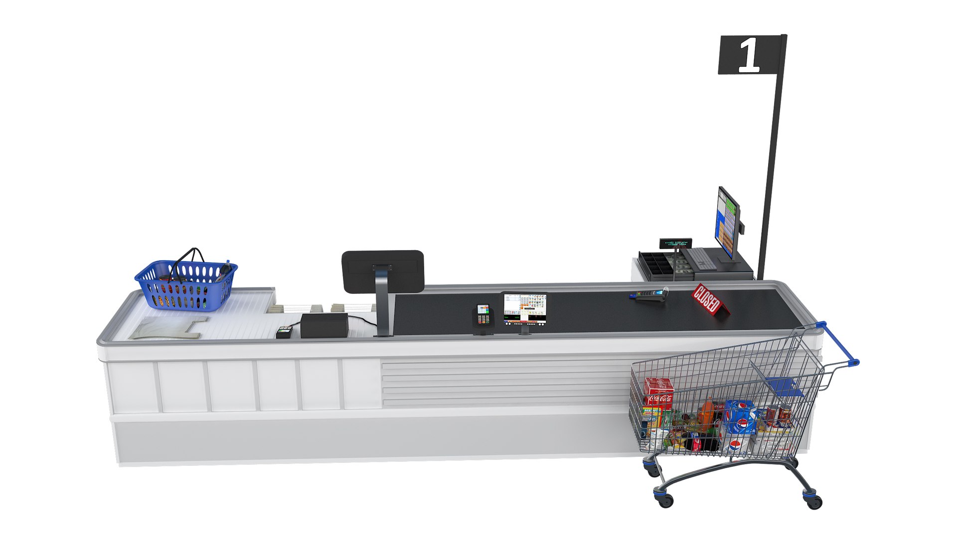 3D Full Cash Counter - White - TurboSquid 1910633