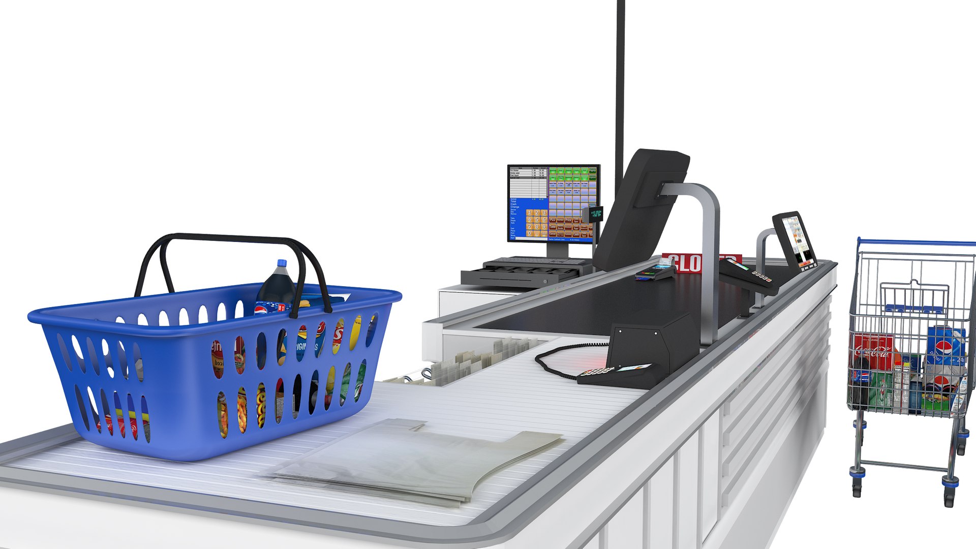 3D Full Cash Counter - White - TurboSquid 1910633