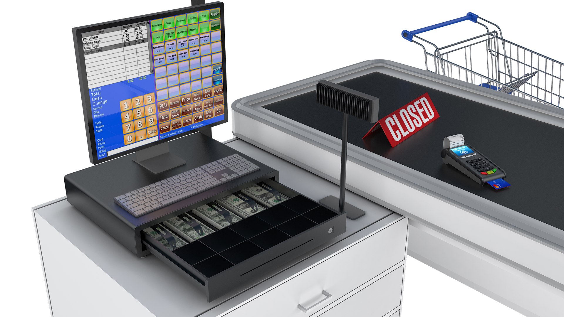 3D Full Cash Counter - White - TurboSquid 1910633