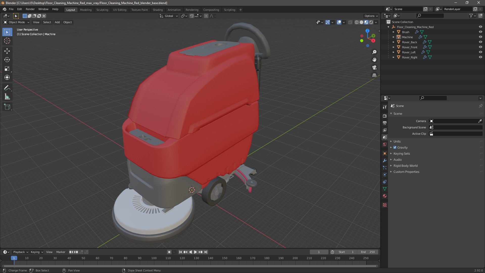 Floor Cleaning Machine Red 3D Model - TurboSquid 2223770