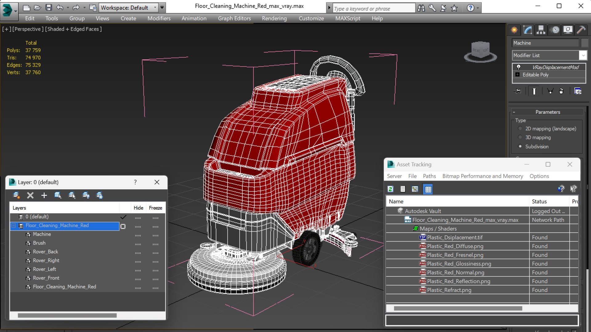 Floor Cleaning Machine Red 3D Model - TurboSquid 2223770