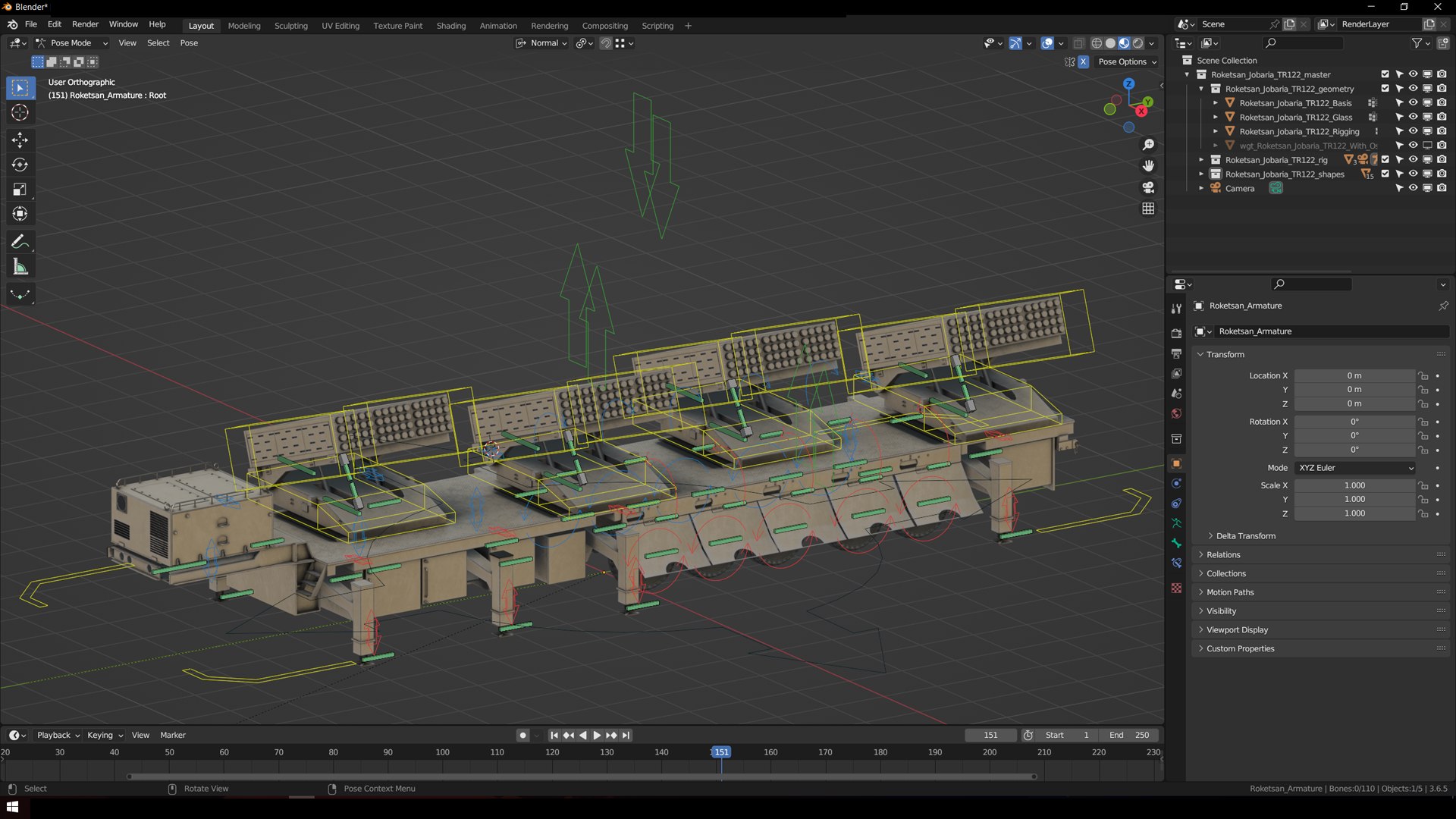 Roketsan Jobaria TR-122 Defense Rocket System Rigged PBR 3D model ...