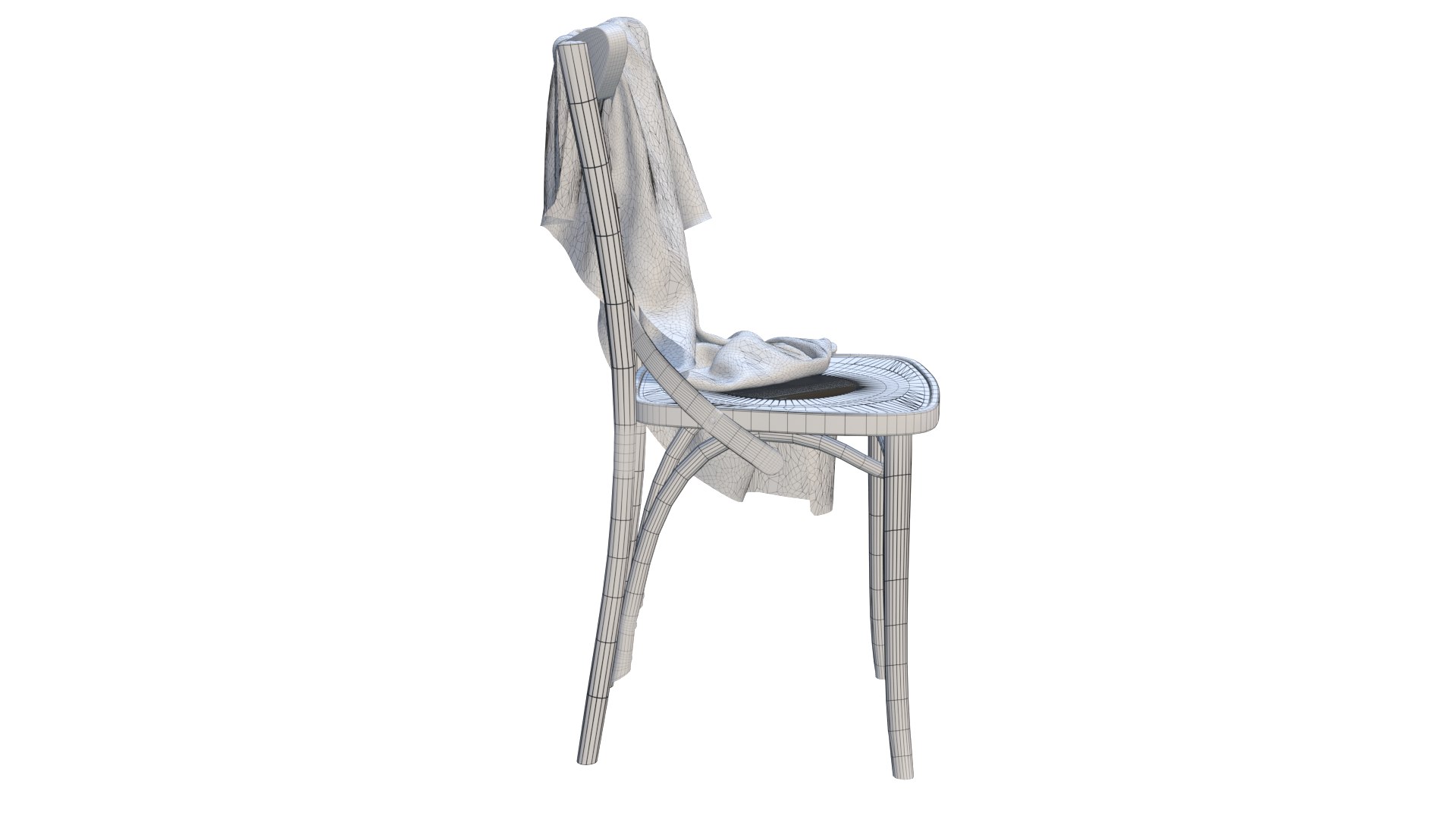 3D Low Poly Chair With A Brown Cloth Draped Over The Back 3D Model ...