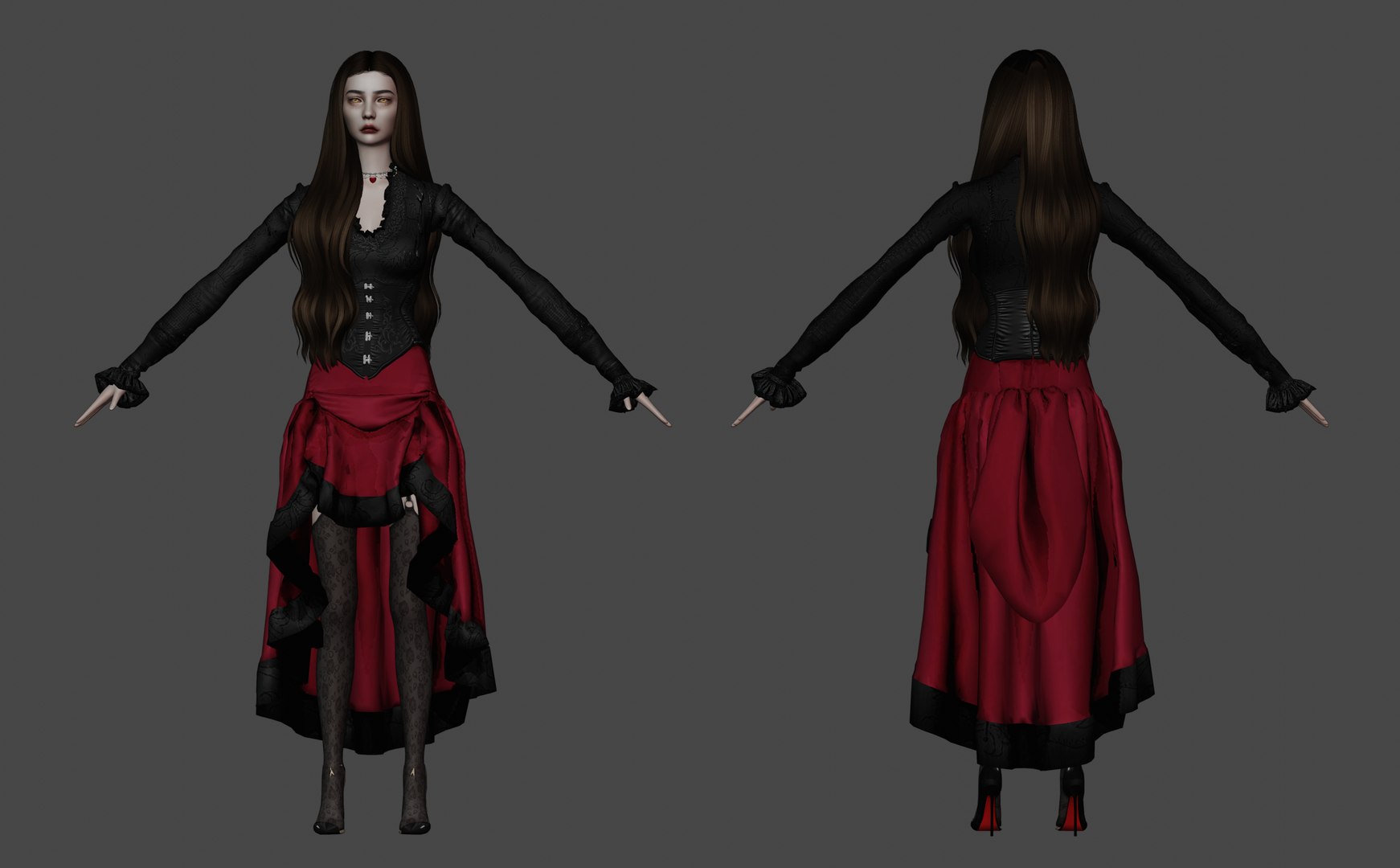Lady Vampire - Game Ready Model - TurboSquid 2081056