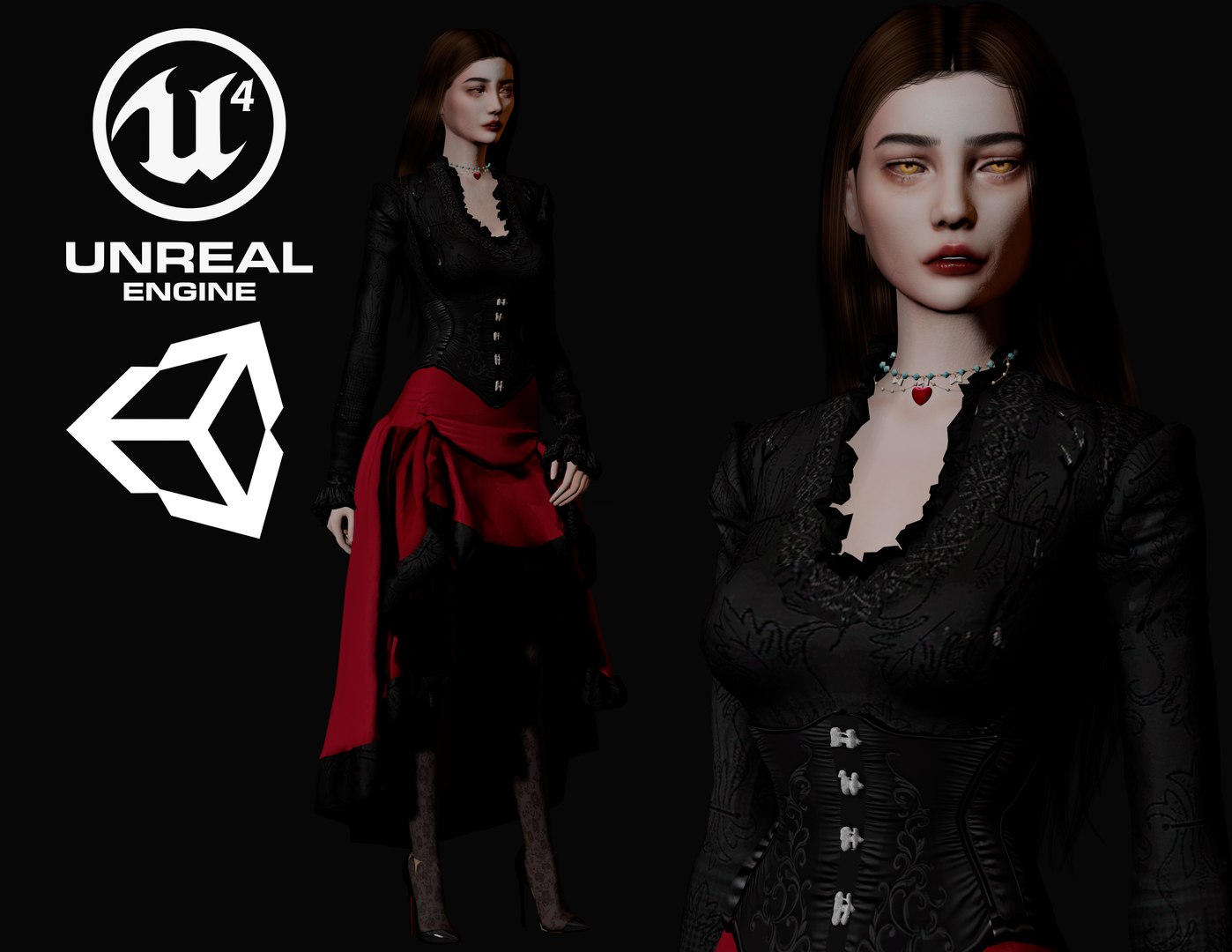 Lady Vampire - Game Ready Model - TurboSquid 2081056