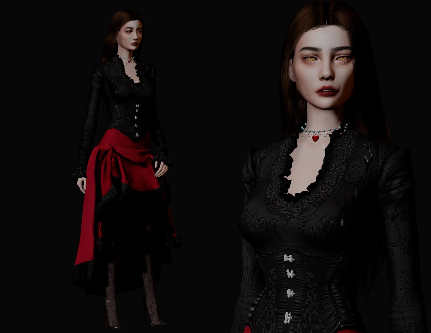 Lady Vampire - Game Ready Model - TurboSquid 2081056