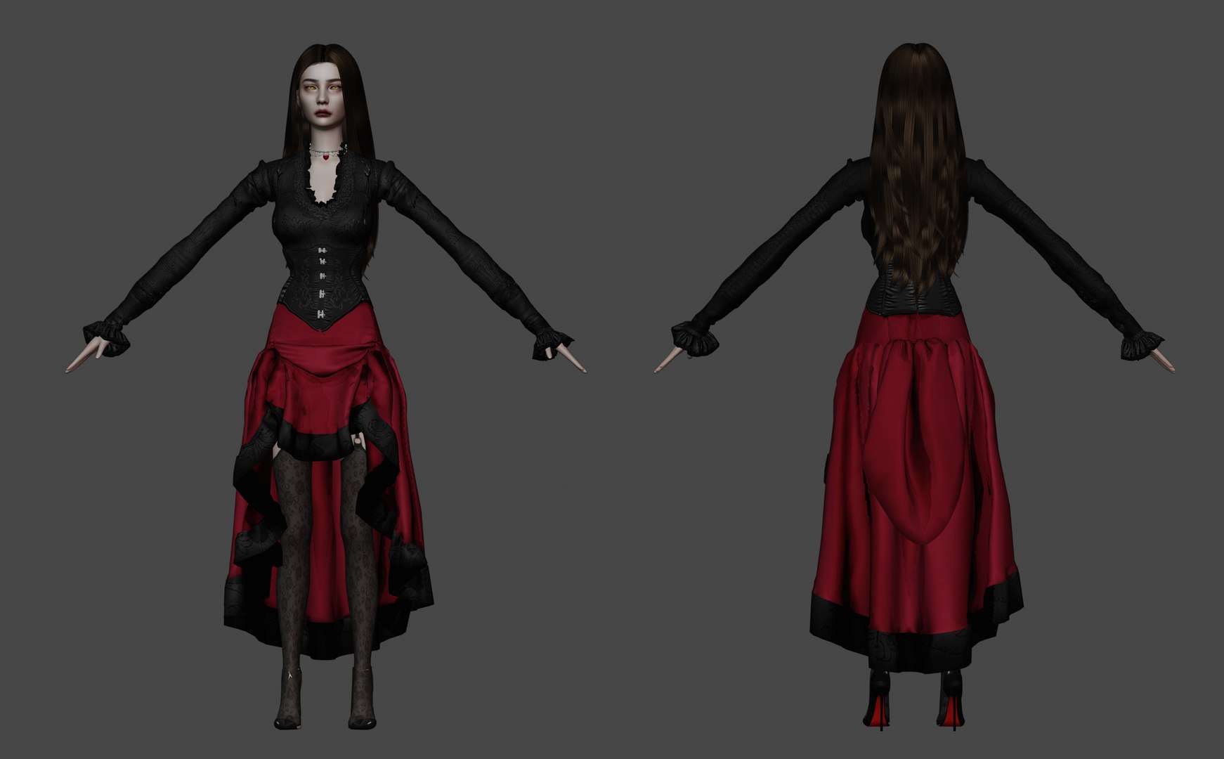 Lady Vampire - Game Ready Model - TurboSquid 2081056