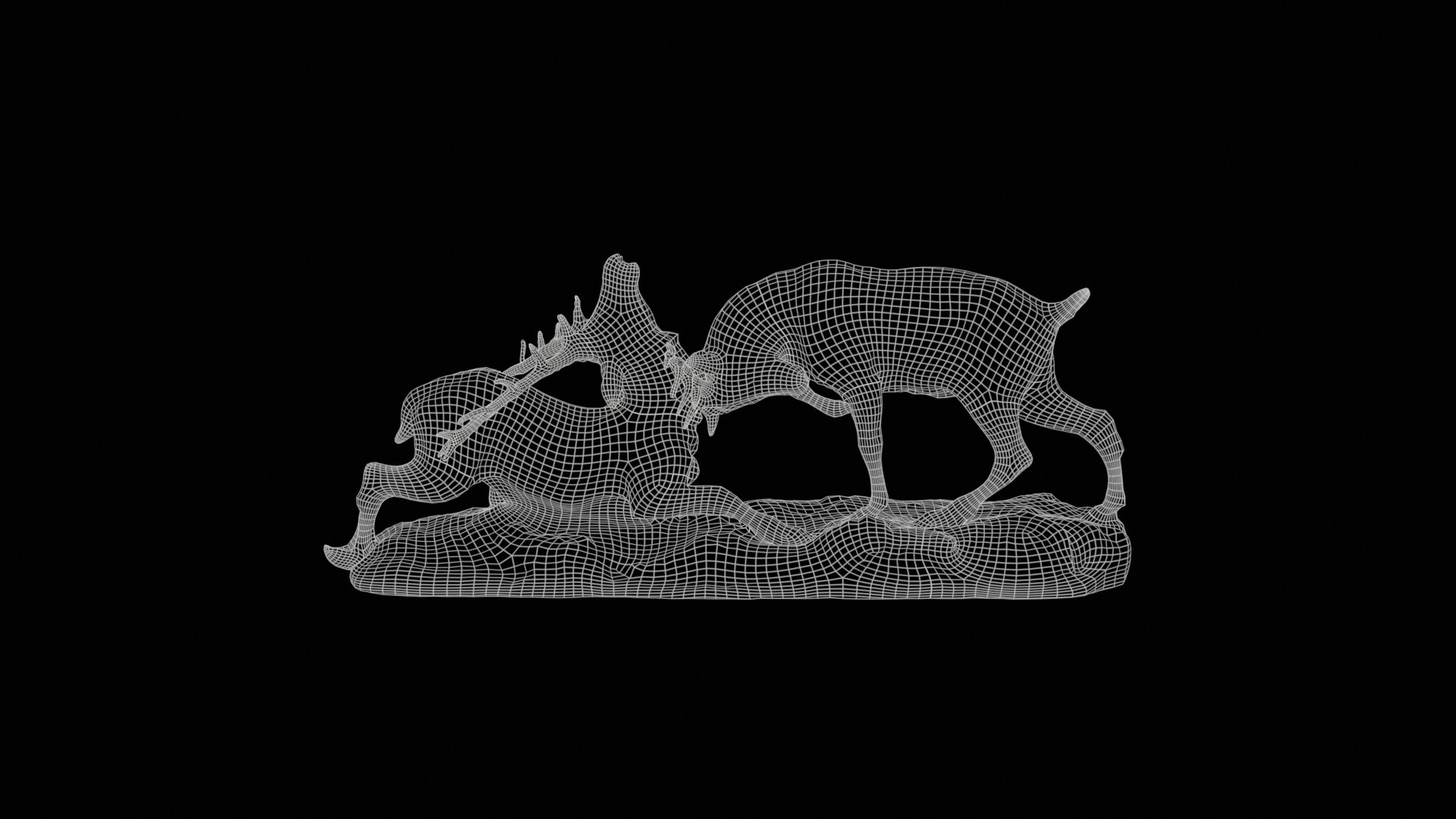 Two Dear Fighting Statue Remastered 3D Model - TurboSquid 2363535