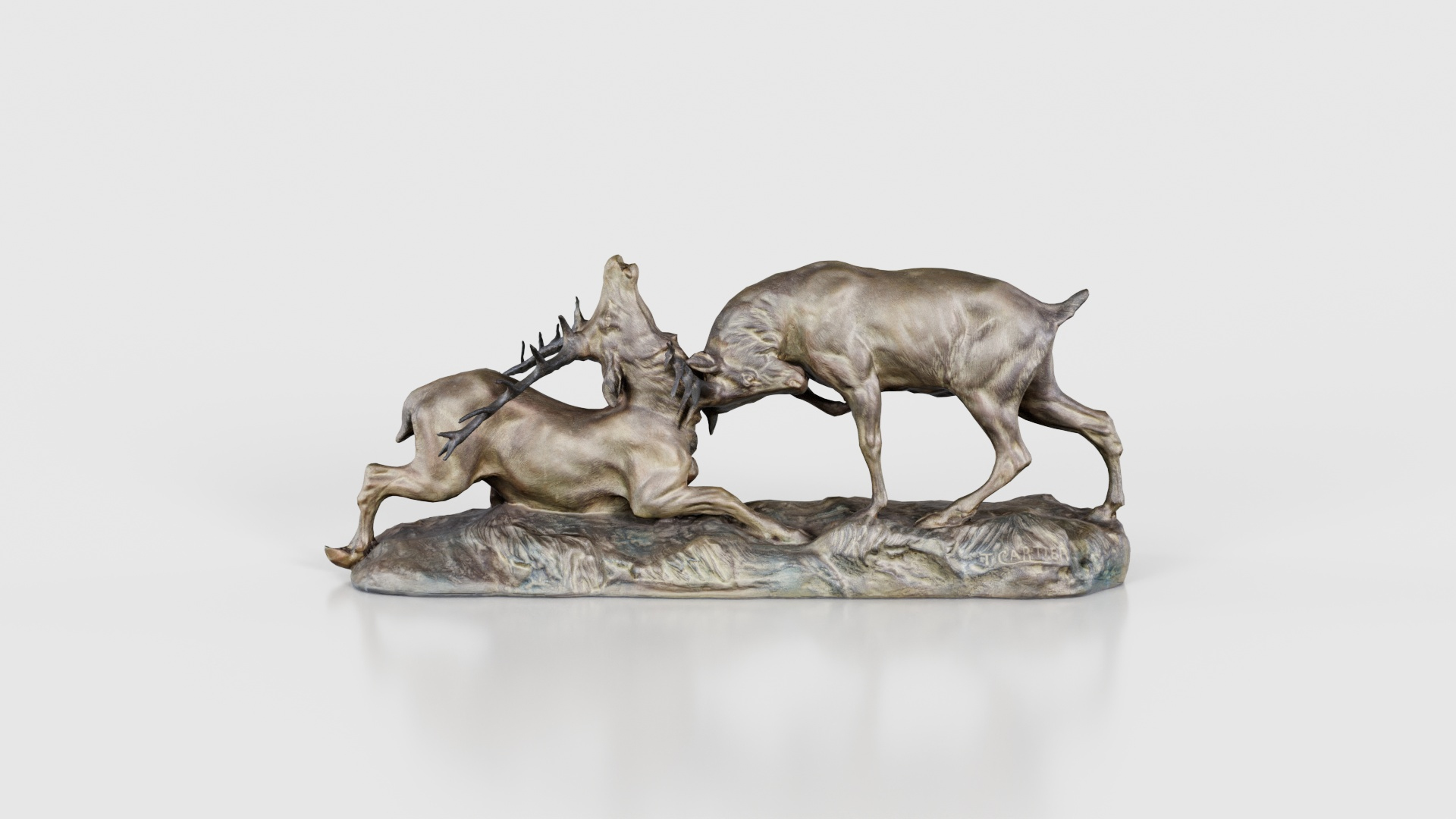 Two Dear Fighting Statue Remastered 3D Model - TurboSquid 2363535