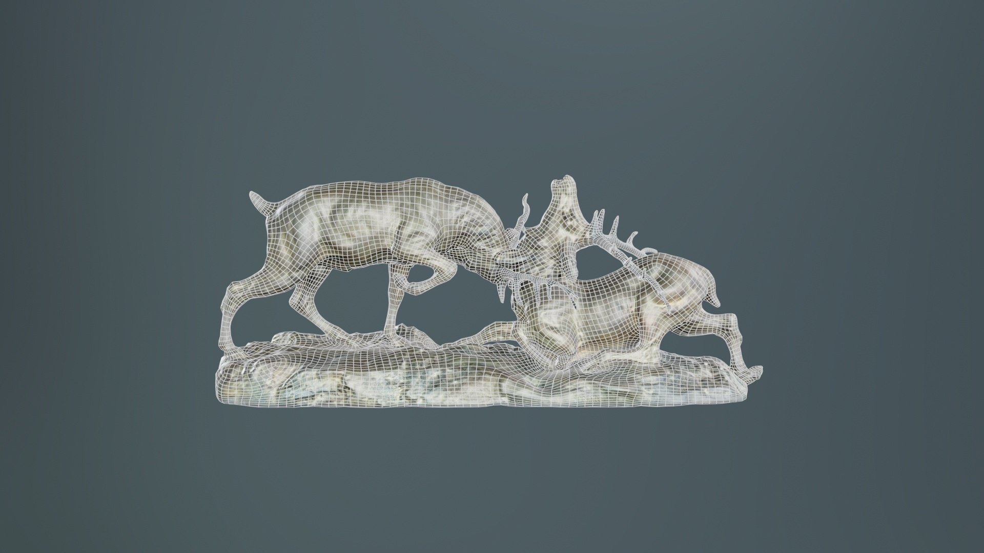 Two Dear Fighting Statue Remastered 3D Model - TurboSquid 2363535