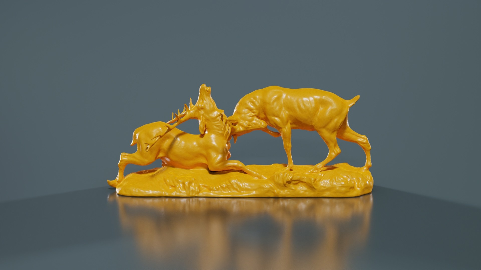 Two Dear Fighting Statue Remastered 3D Model - TurboSquid 2363535