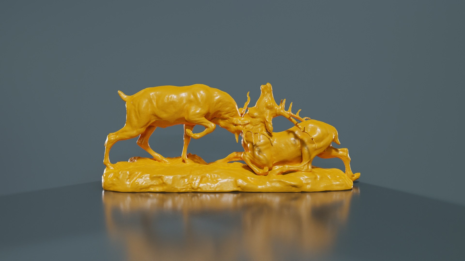 Two Dear Fighting Statue Remastered 3D Model - TurboSquid 2363535