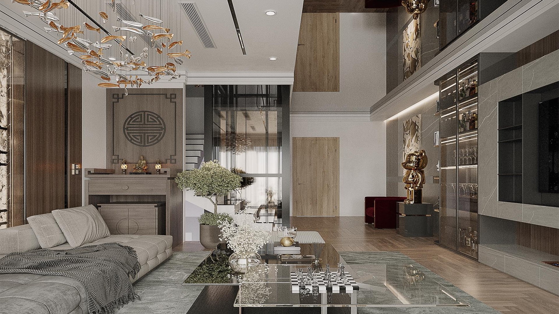 3D Golden Prosperity Estate - Living Of Sneech 01 - MAX FBX OBJ SKP ...