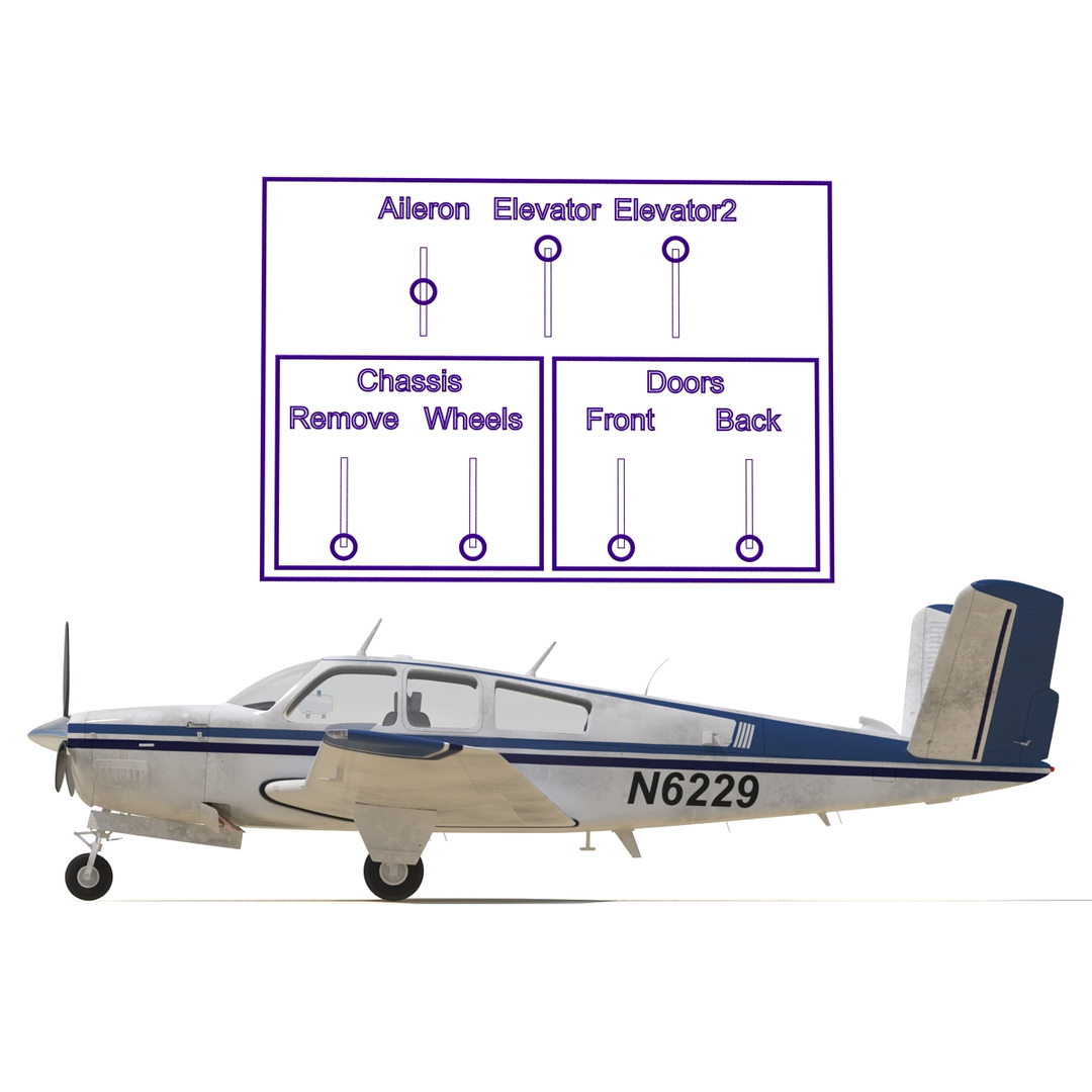 civil utility aircraft beechcraft bonanza 3d max