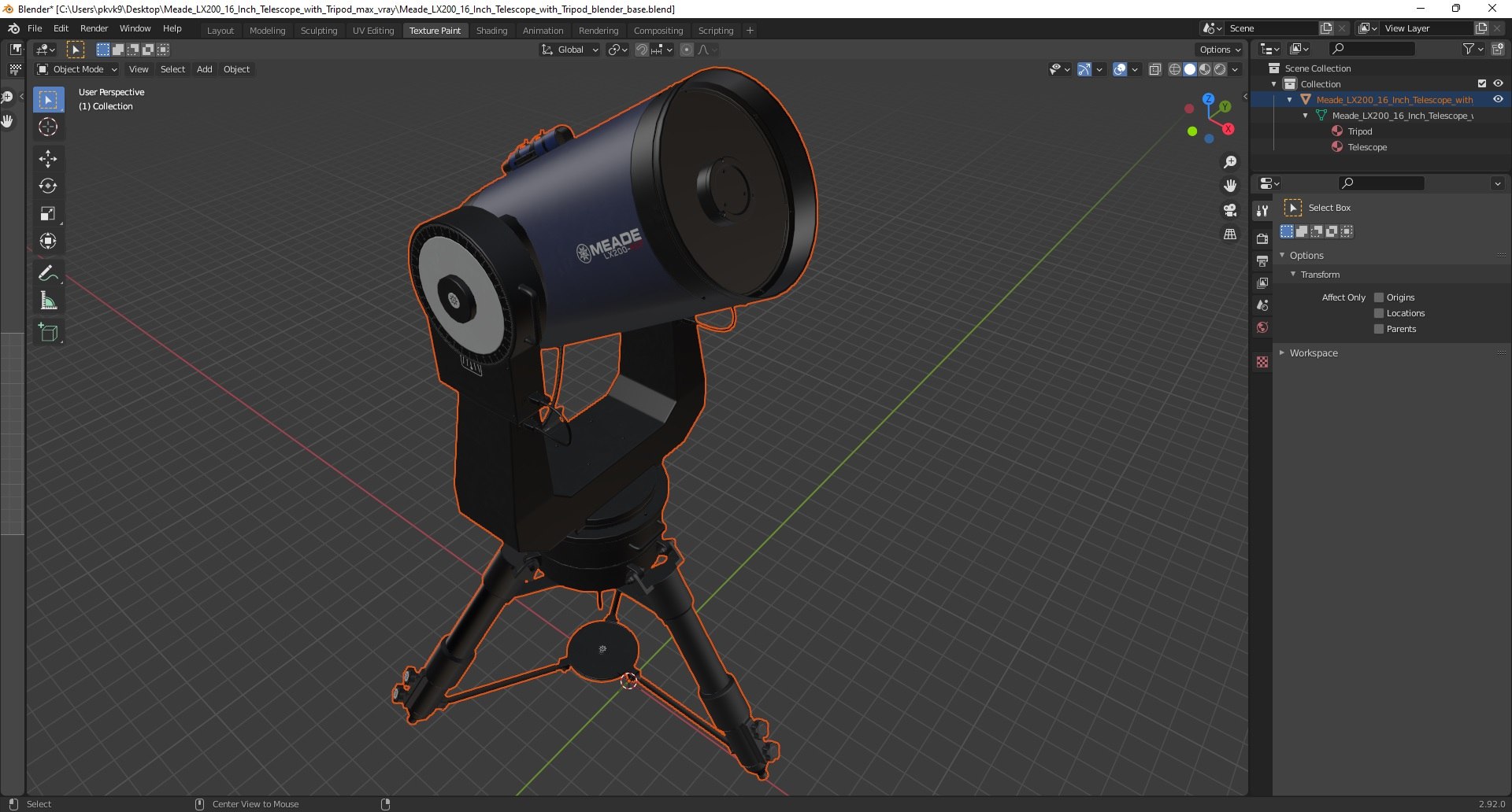 Meade LX200 16 Inch Telescope with Tripod 3D - TurboSquid 1822506