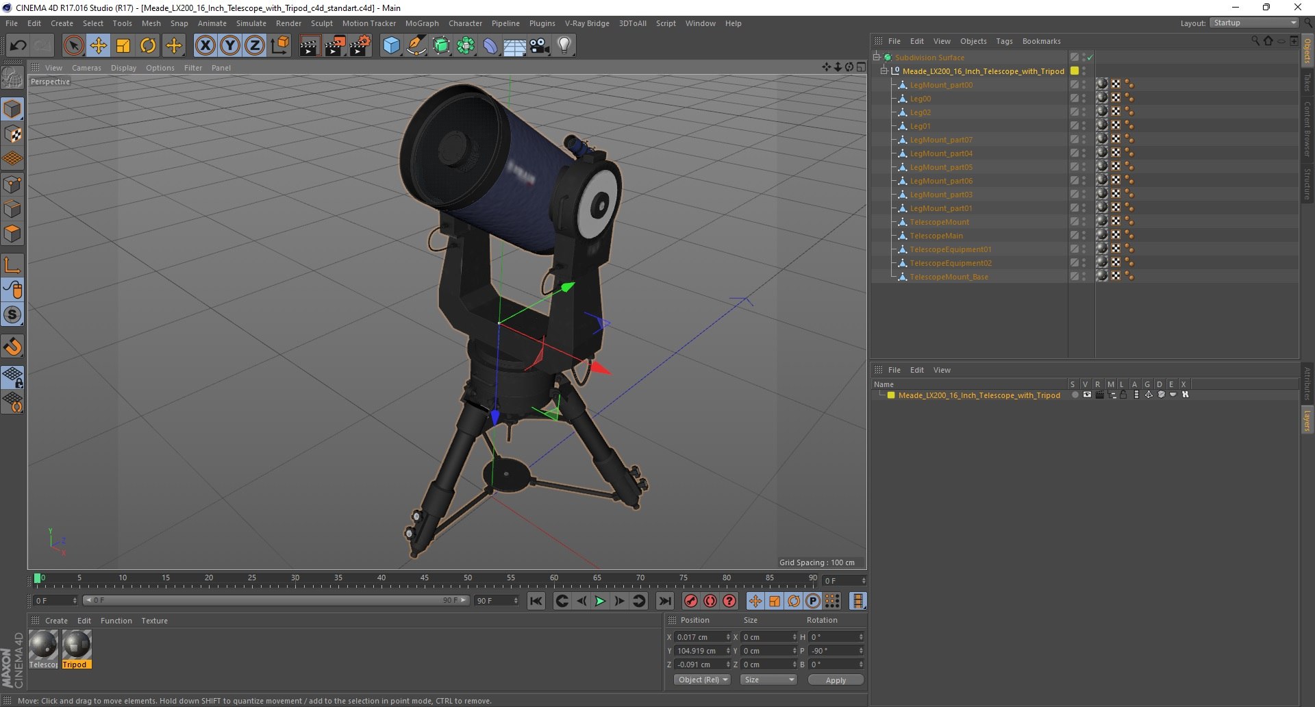 Meade LX200 16 Inch Telescope with Tripod 3D - TurboSquid 1822506