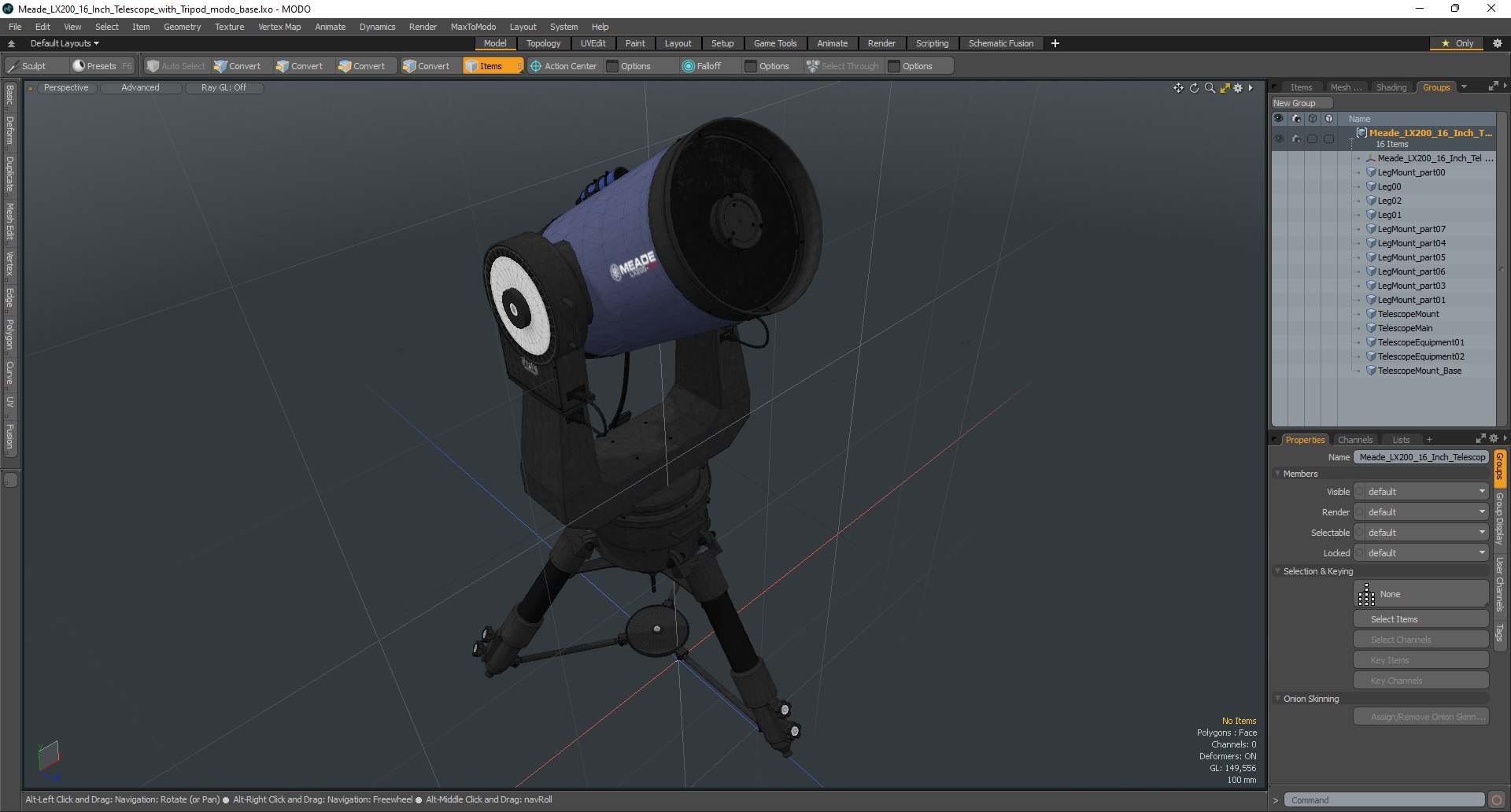 Meade LX200 16 Inch Telescope with Tripod 3D - TurboSquid 1822506