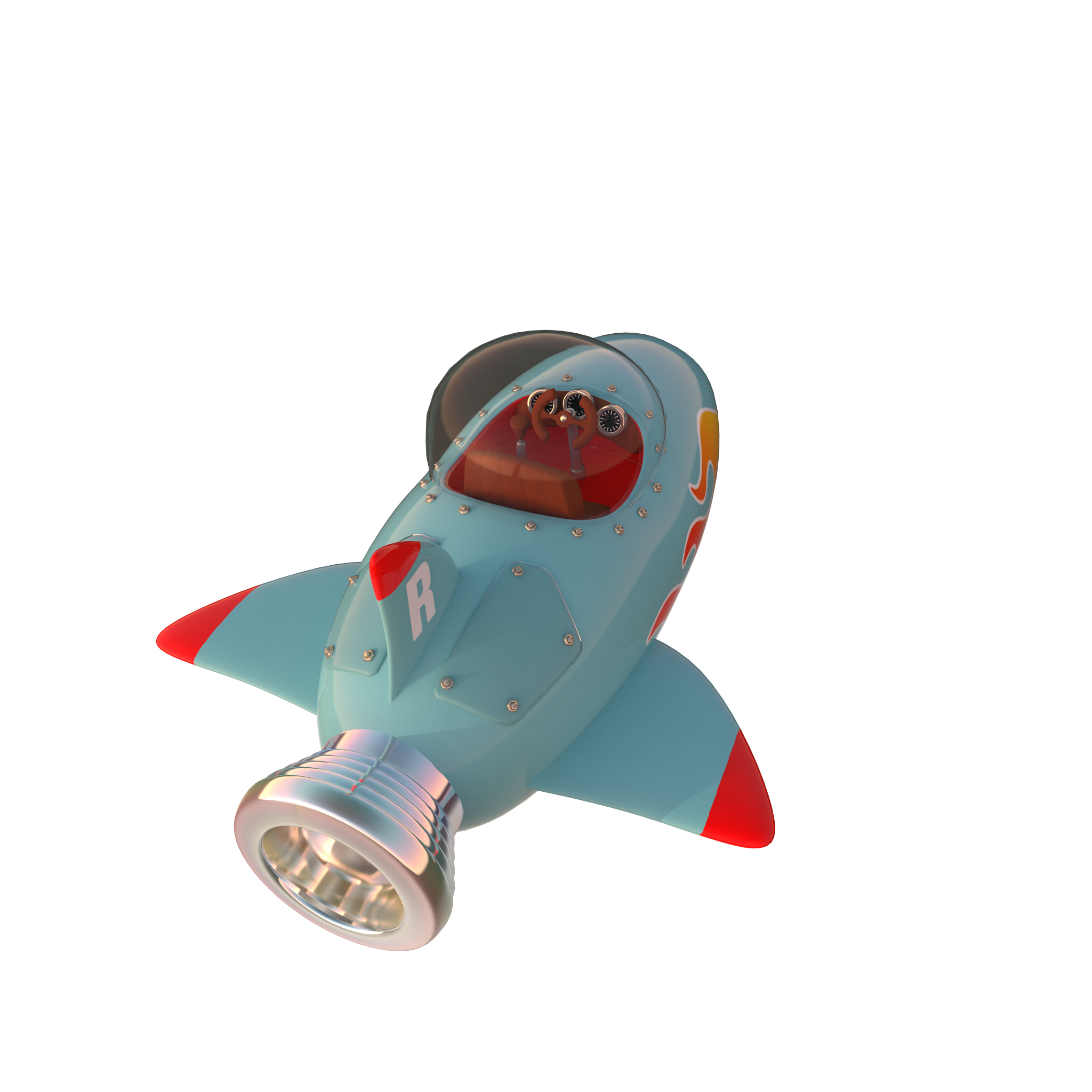 3d cartoon rocket model