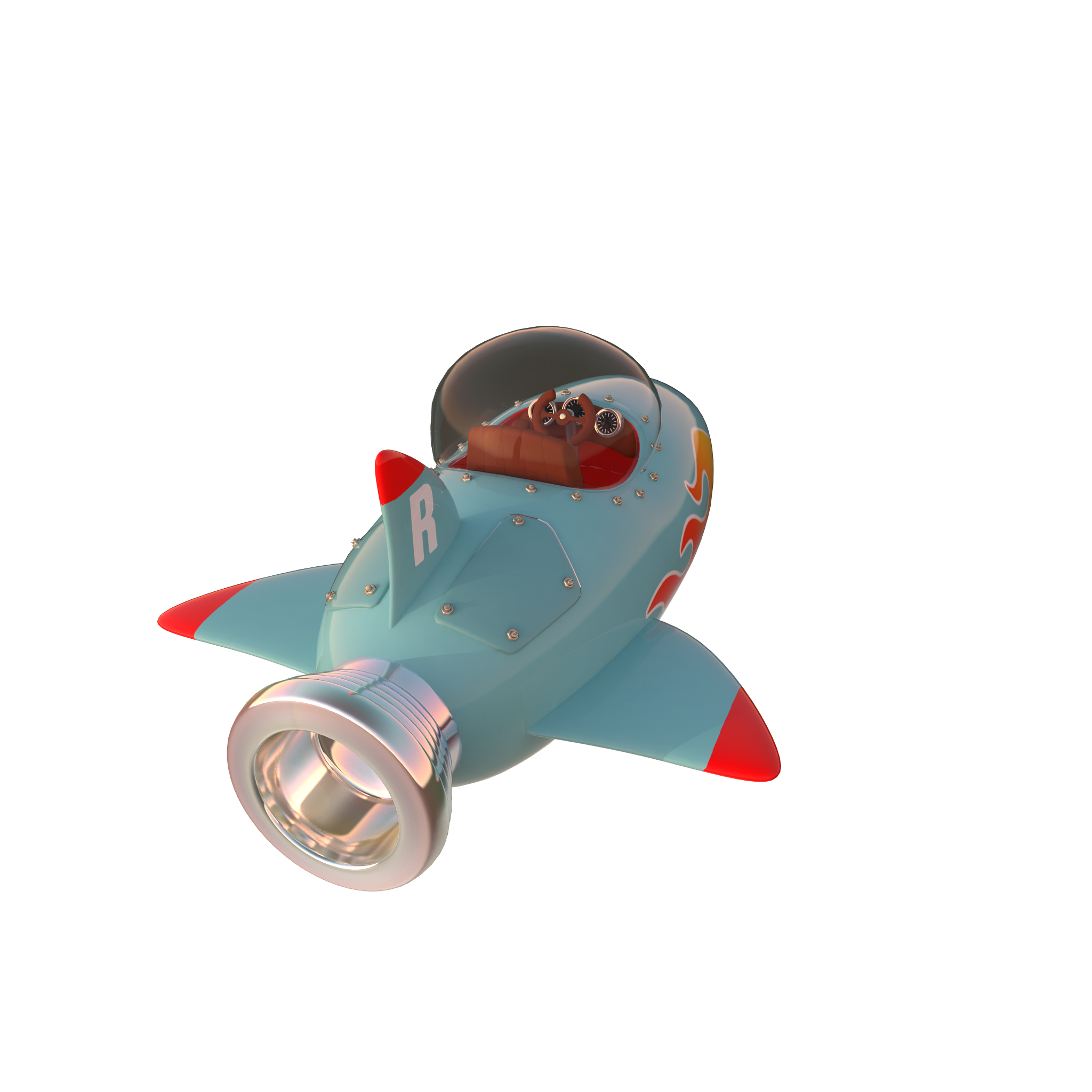 3d cartoon rocket model