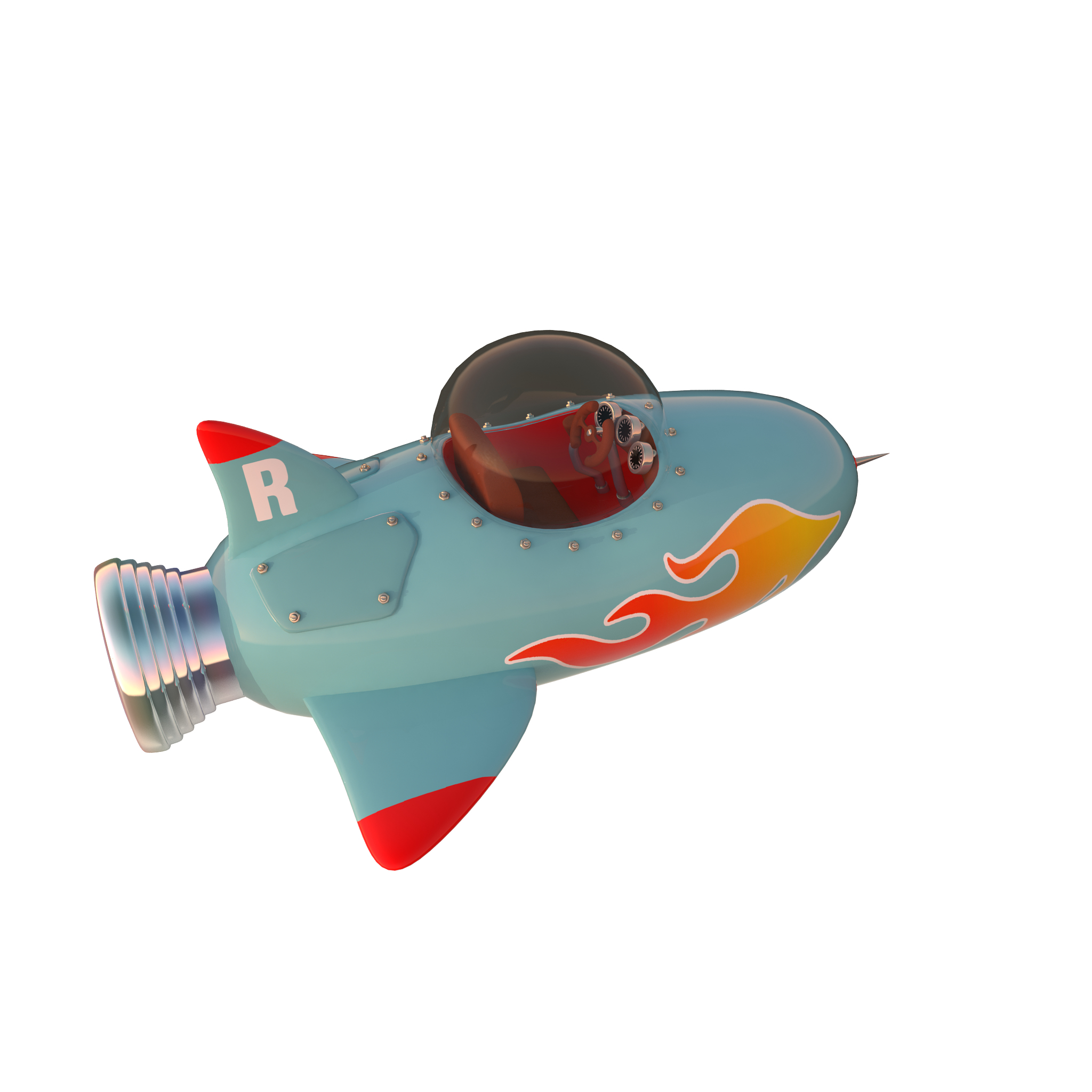 3d cartoon rocket model