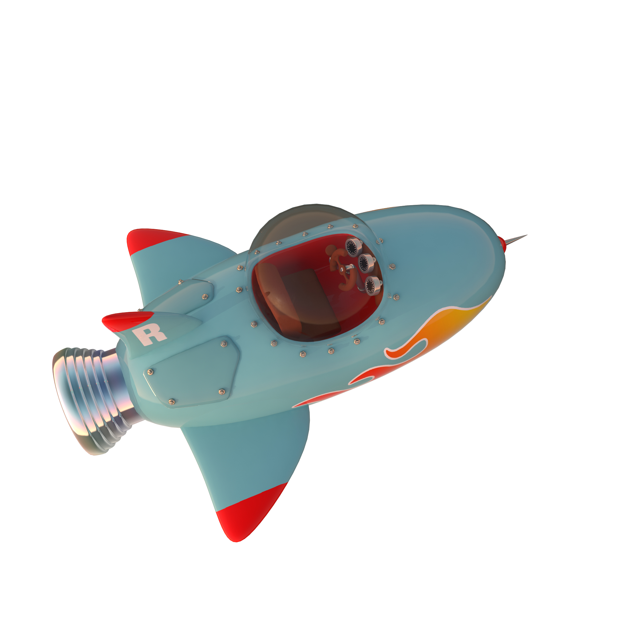 3d cartoon rocket model
