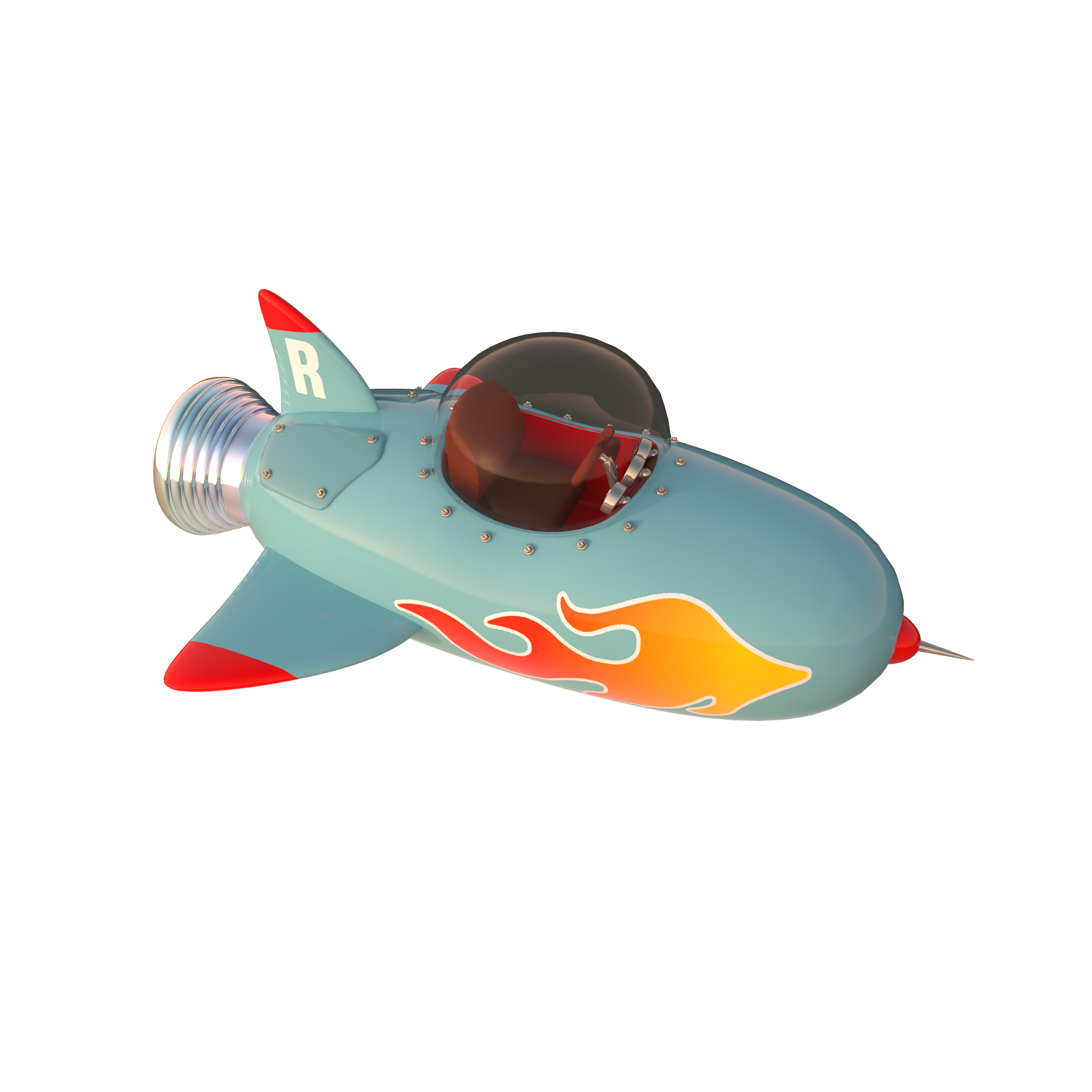 3d cartoon rocket model
