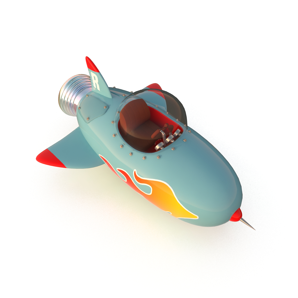 3d cartoon rocket model