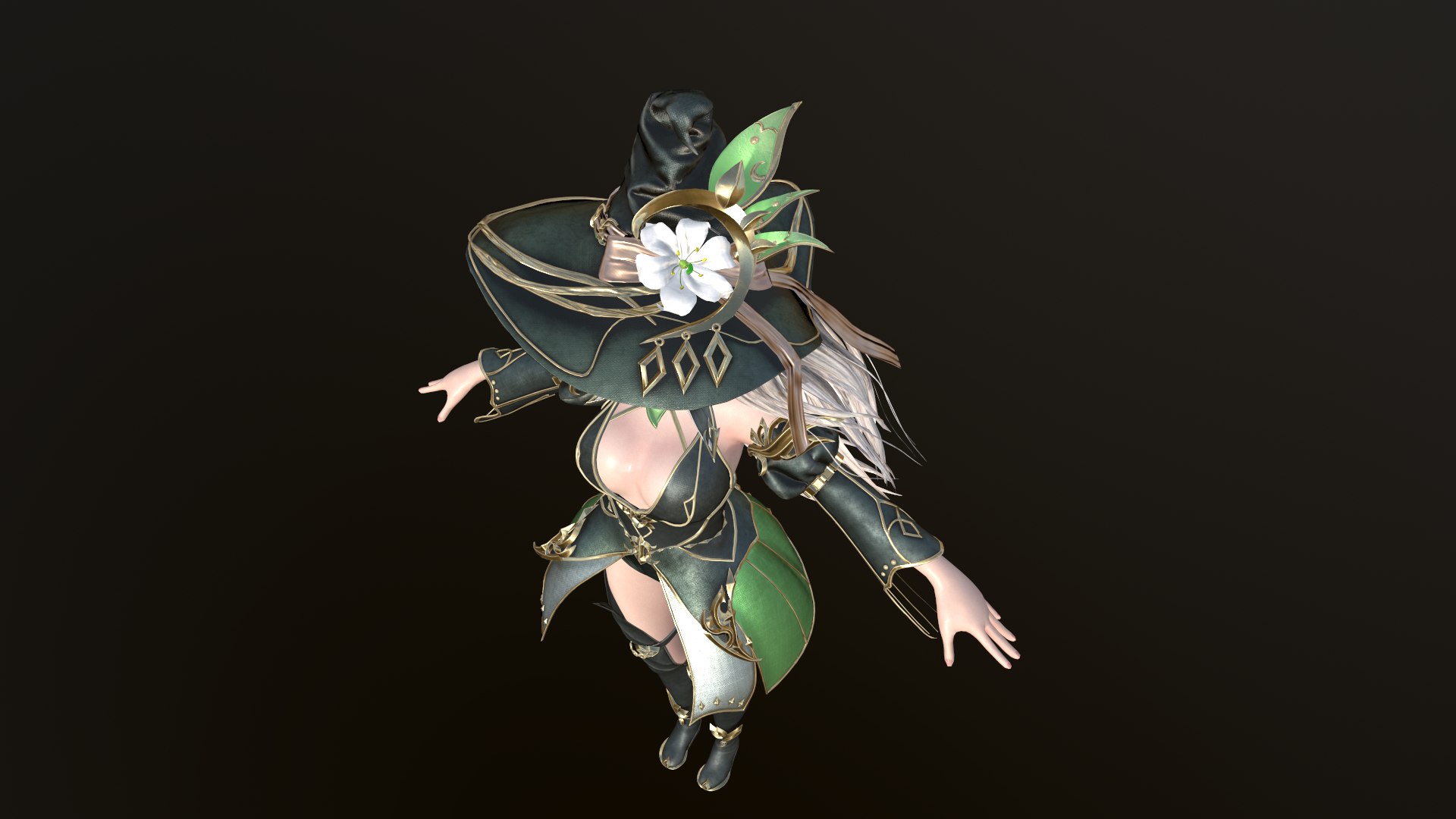 Witch Girl Low-poly 3D Model Green Clother 3D Model - TurboSquid 2185579