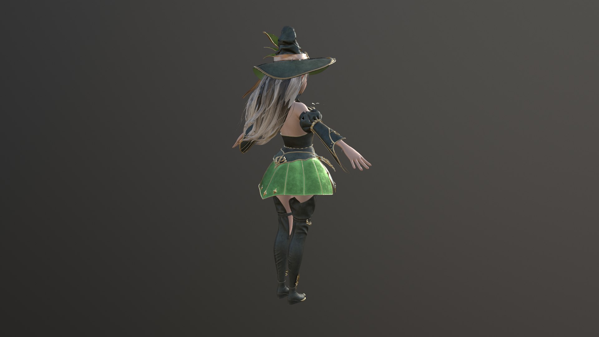 Witch Girl Low-poly 3D Model Green Clother 3D Model - TurboSquid 2185579
