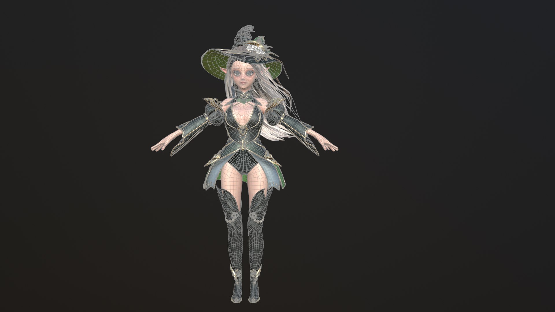 Witch Girl Low-poly 3D Model Green Clother 3D Model - TurboSquid 2185579