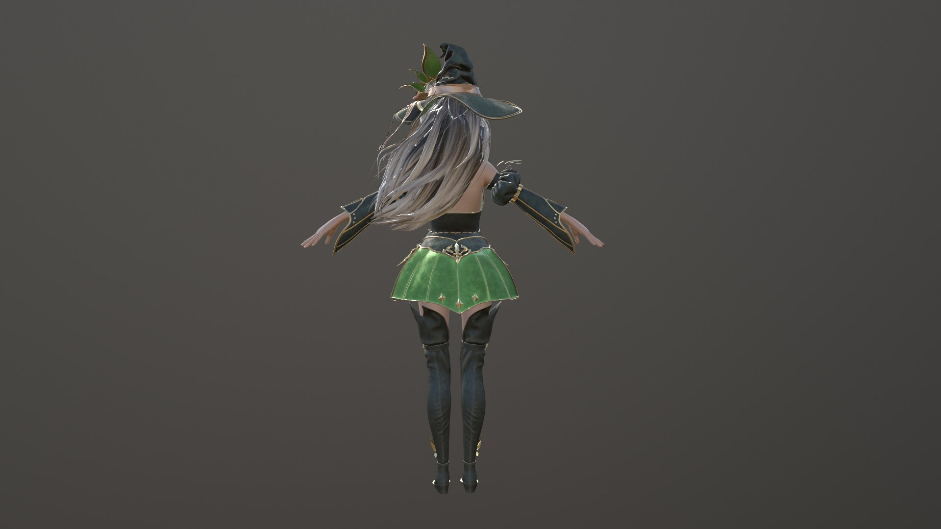 Witch Girl Low-poly 3D Model Green Clother 3D Model - TurboSquid 2185579