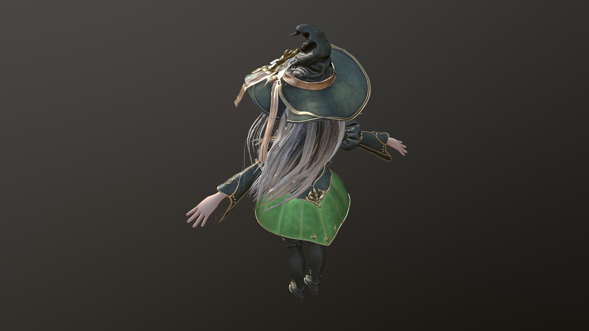 Witch Girl Low-poly 3D Model Green Clother 3D Model - TurboSquid 2185579